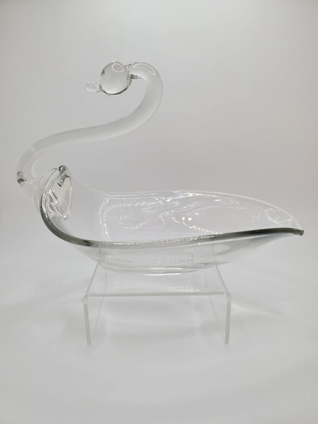 Vintage Duncan & Miller Pall Mall Clear Glass Open Back Swan Candy Dish ...