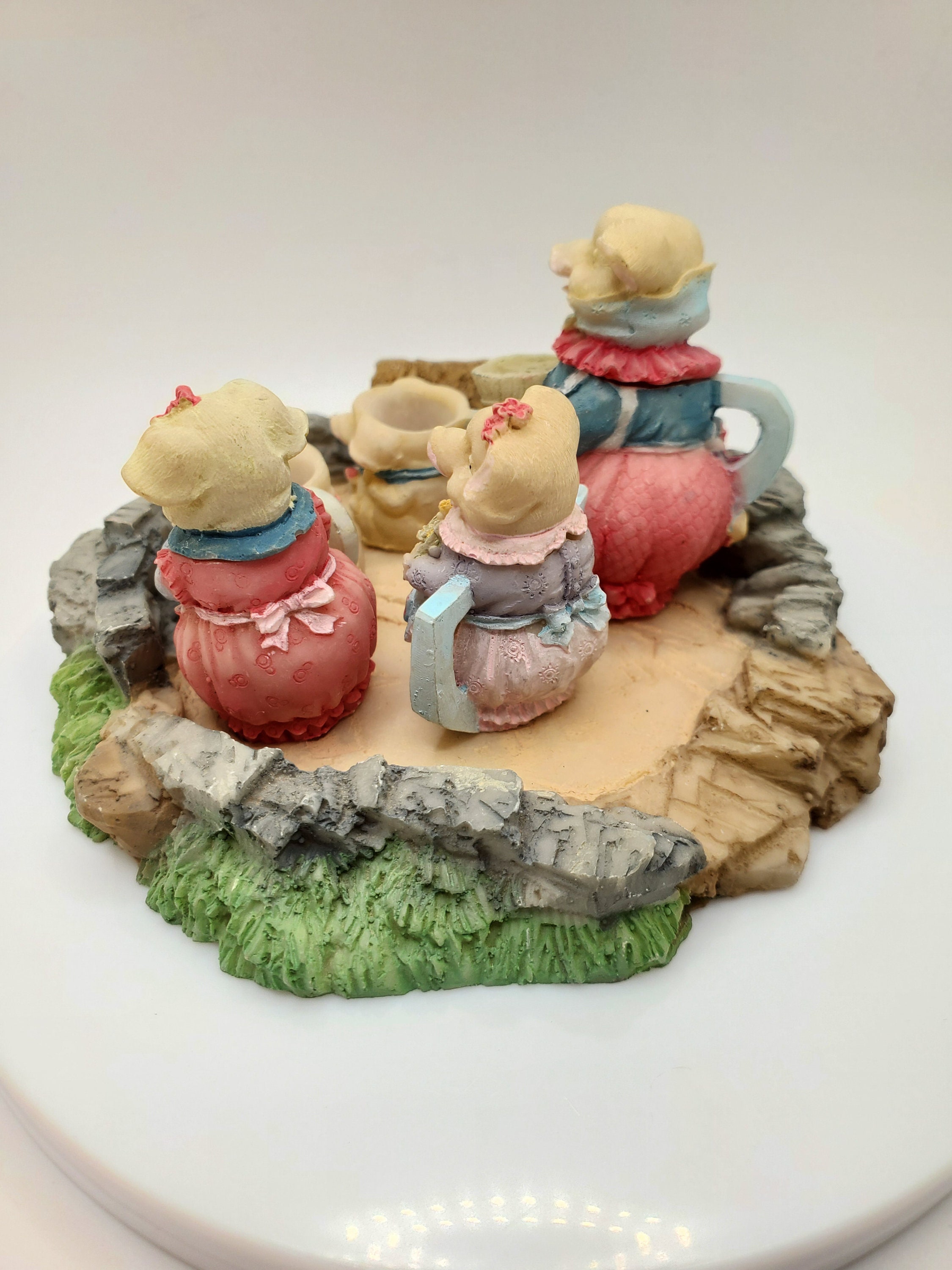 Vintage Pig Family Mini Resin Tea Set With Original Base - Etsy
