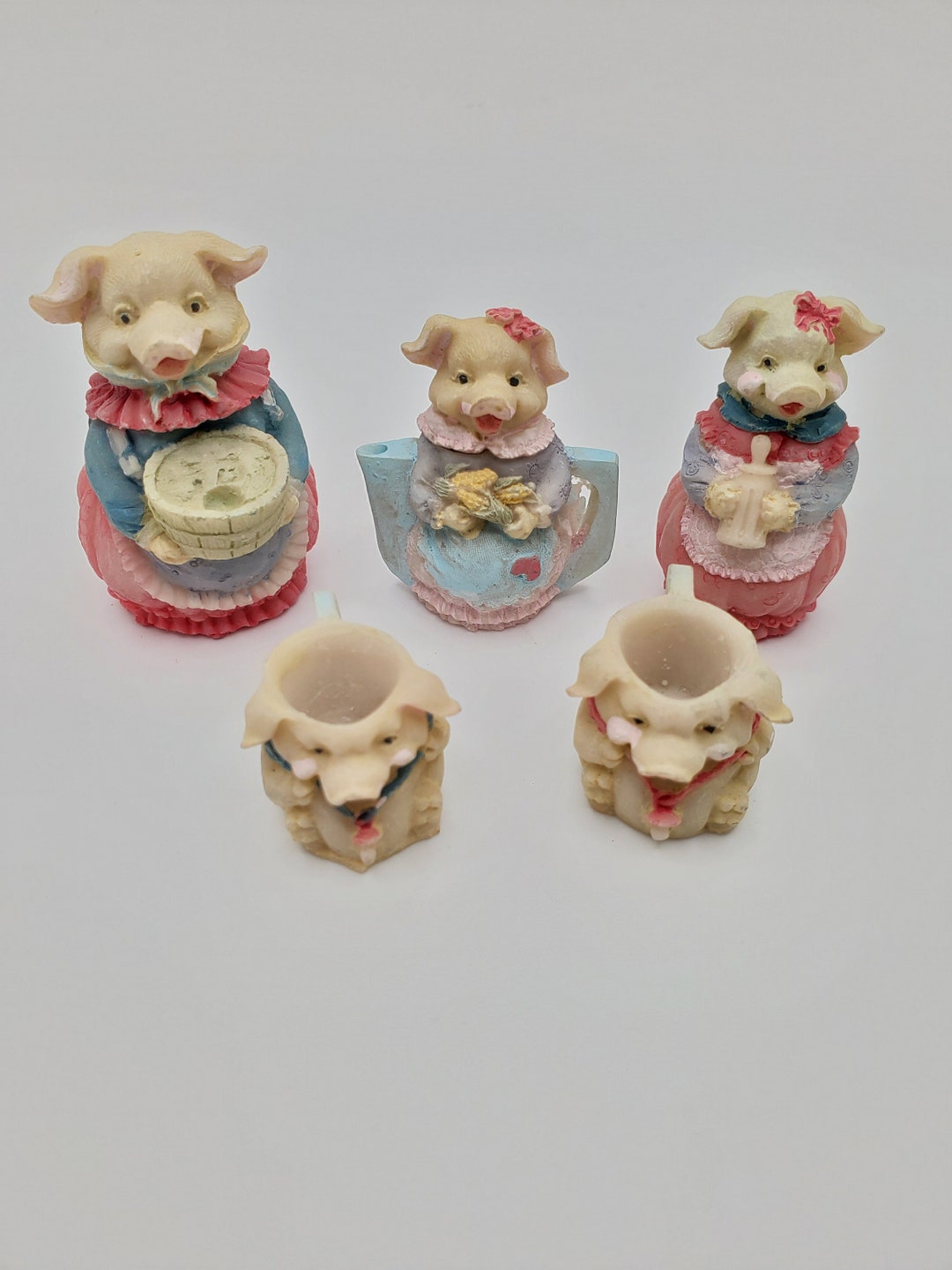 Vintage Pig Family Mini Resin Tea Set With Original Base - Etsy