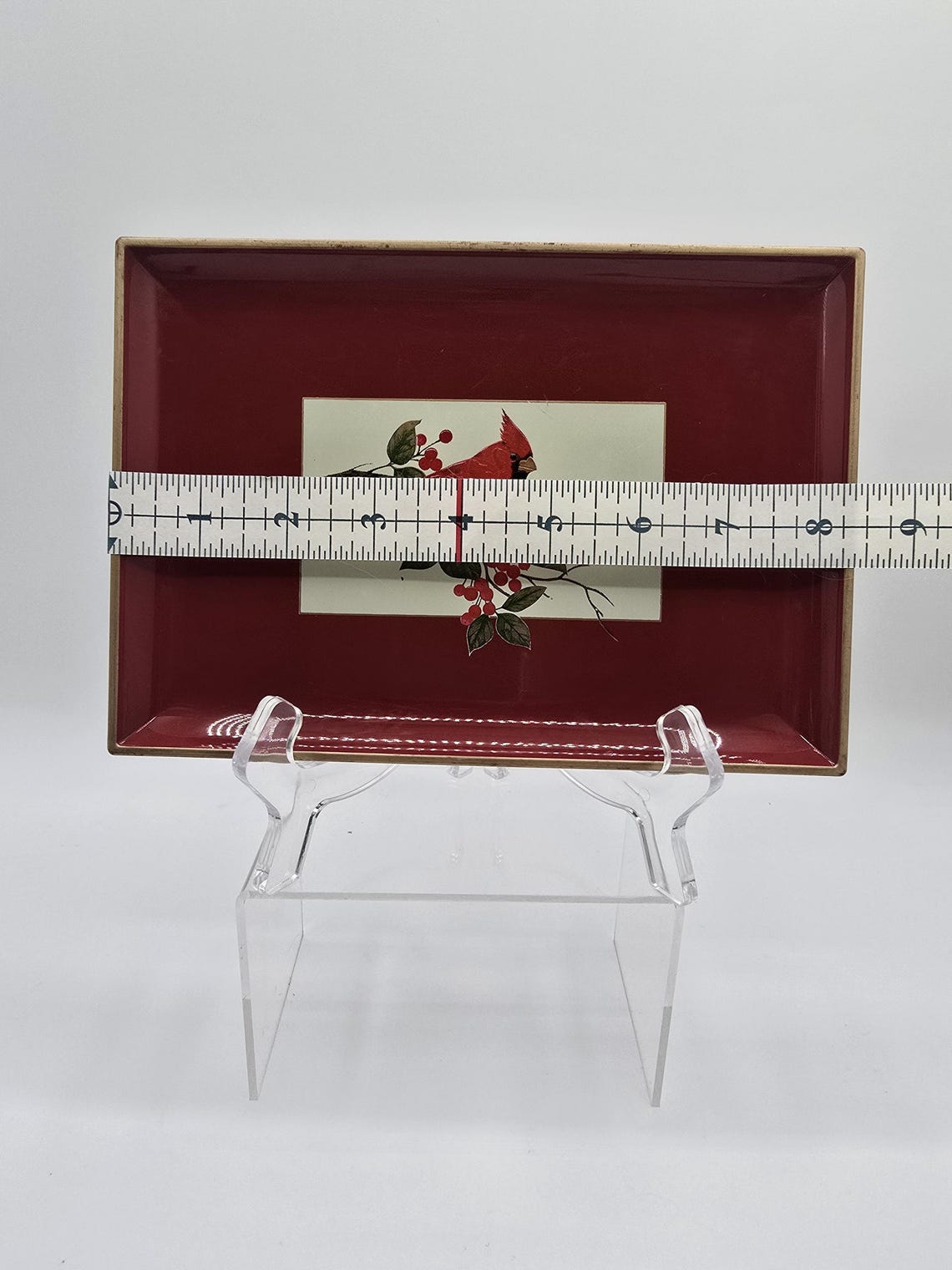 Vintage Christmas Otagiri Japan Lacquer Tray – Red Cardinal and Berries ...