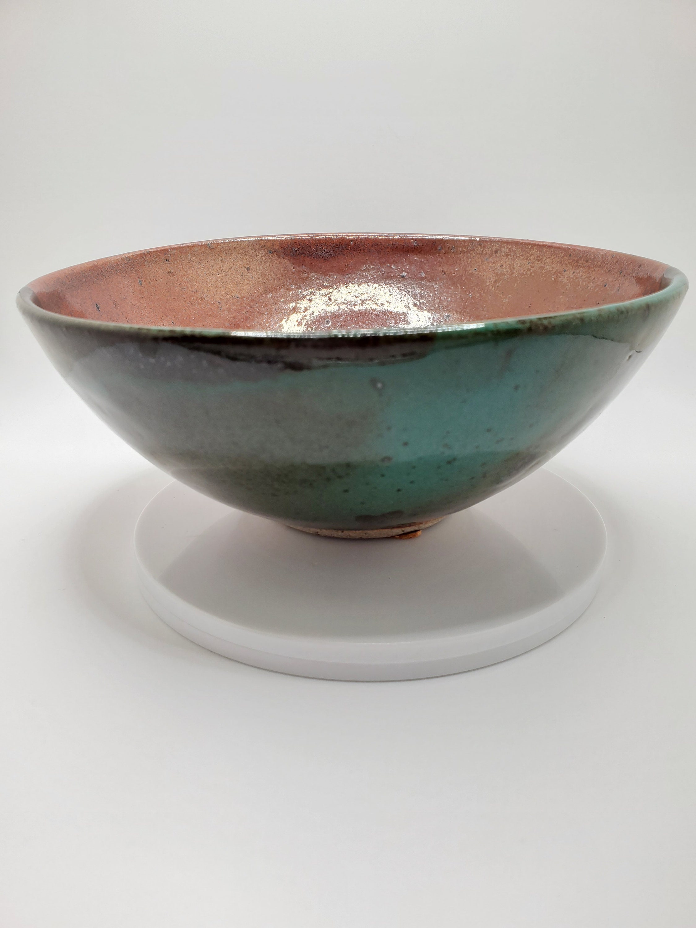 Artisan Studio Pottery Decorative Bowl Ancient Red & Verdigris Glaze - Etsy