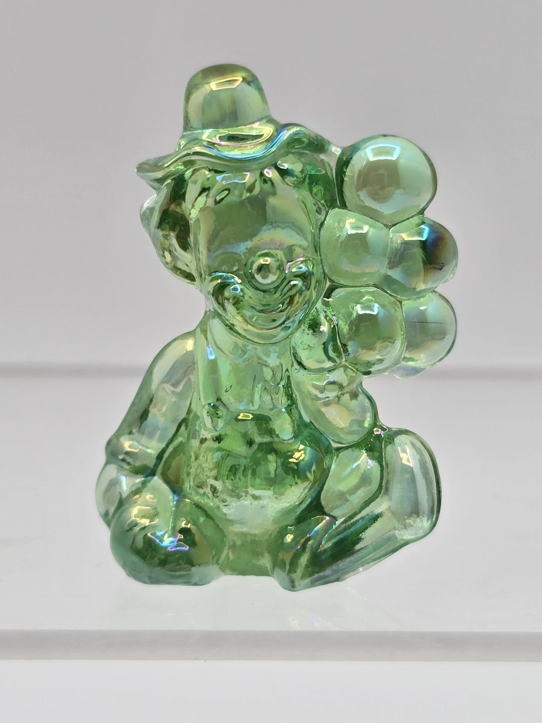 Vintage Mosser Glass Pee Wee Clown Figurine – Letter “K” – Green ...