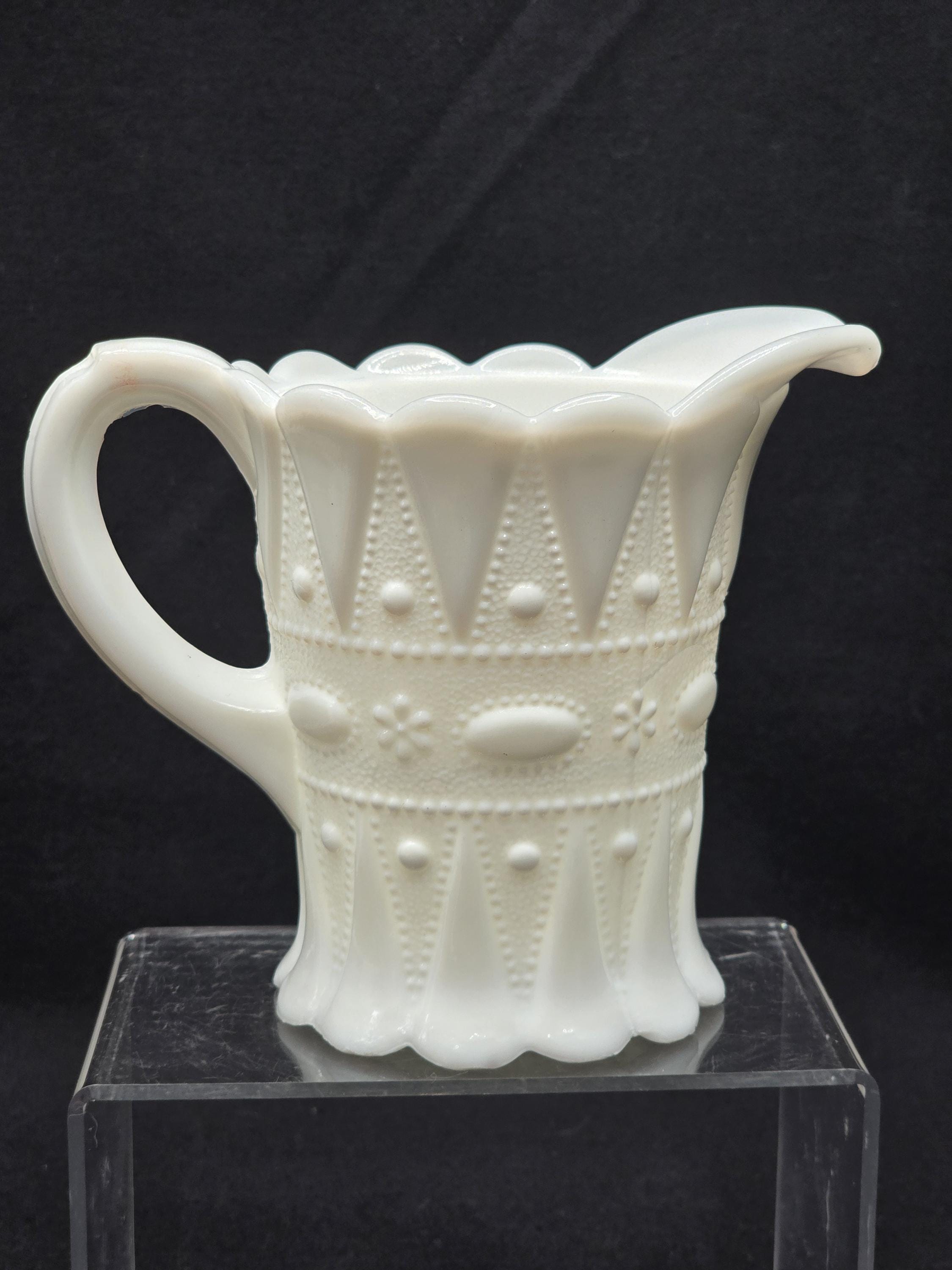 Vintage Kemple Milk Glass Creamer: Lace & Dewdrop Pattern, Cottagecore ...
