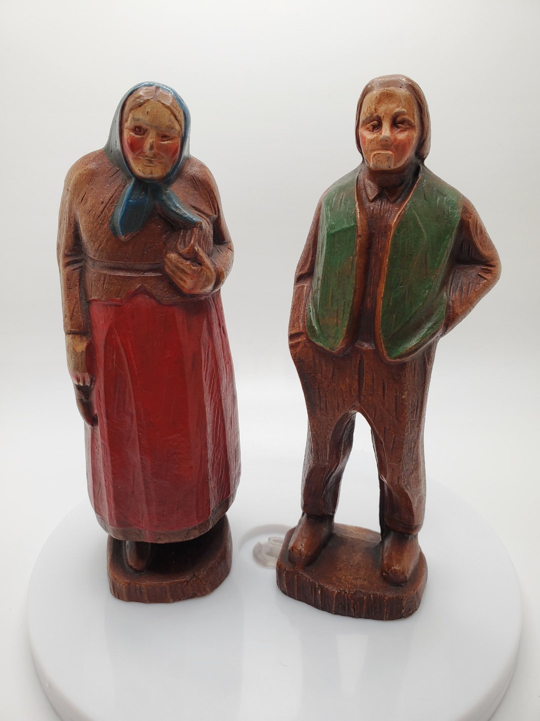 Vintage Judaica Syroco Wood Figurine of Old Jewish Bubbe and Zadye ...