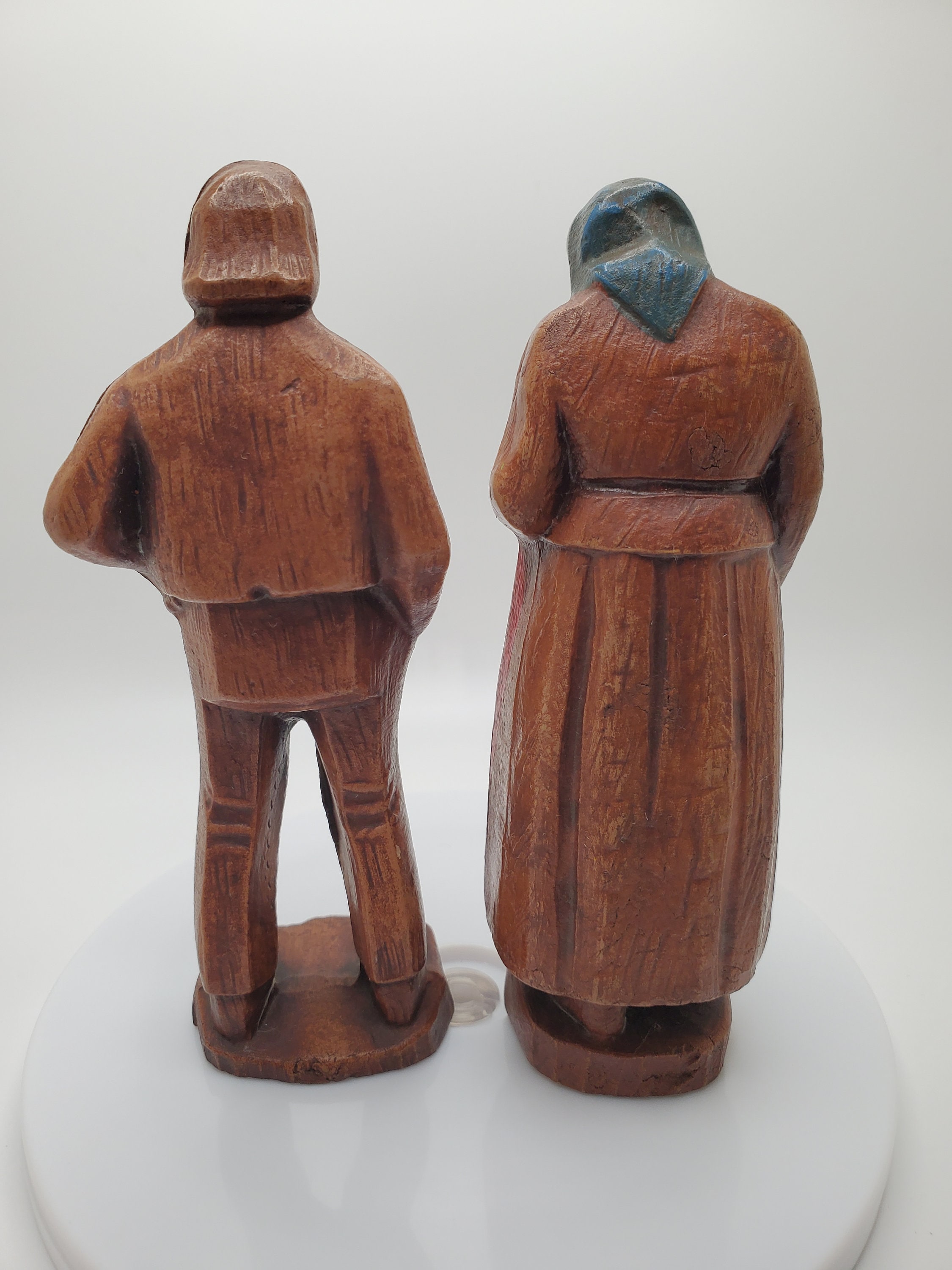 Vintage Judaica Syroco Wood Figurine of Old Jewish Bubbe and Zadye ...