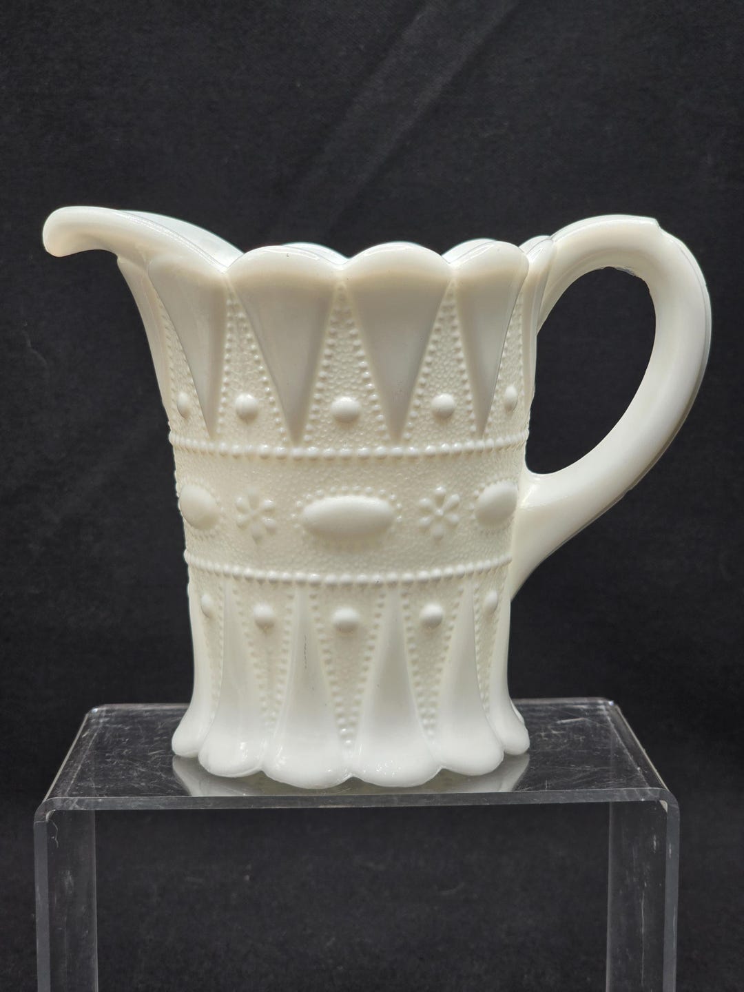 Vintage Kemple Milk Glass Creamer: Lace & Dewdrop Pattern, Cottagecore ...