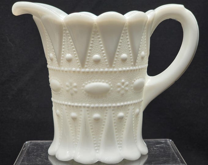 Vintage Kemple Milk Glass Creamer: Lace & Dewdrop Pattern, Cottagecore ...