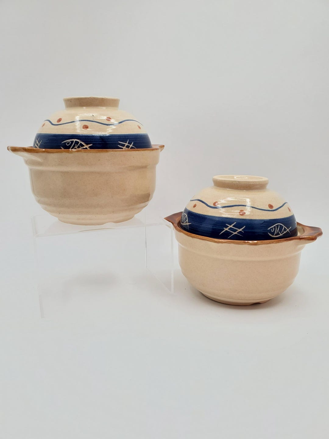 Vintage Japanese Koi Fish Donabe Hot Pots: Hand Thrown and Painted ...
