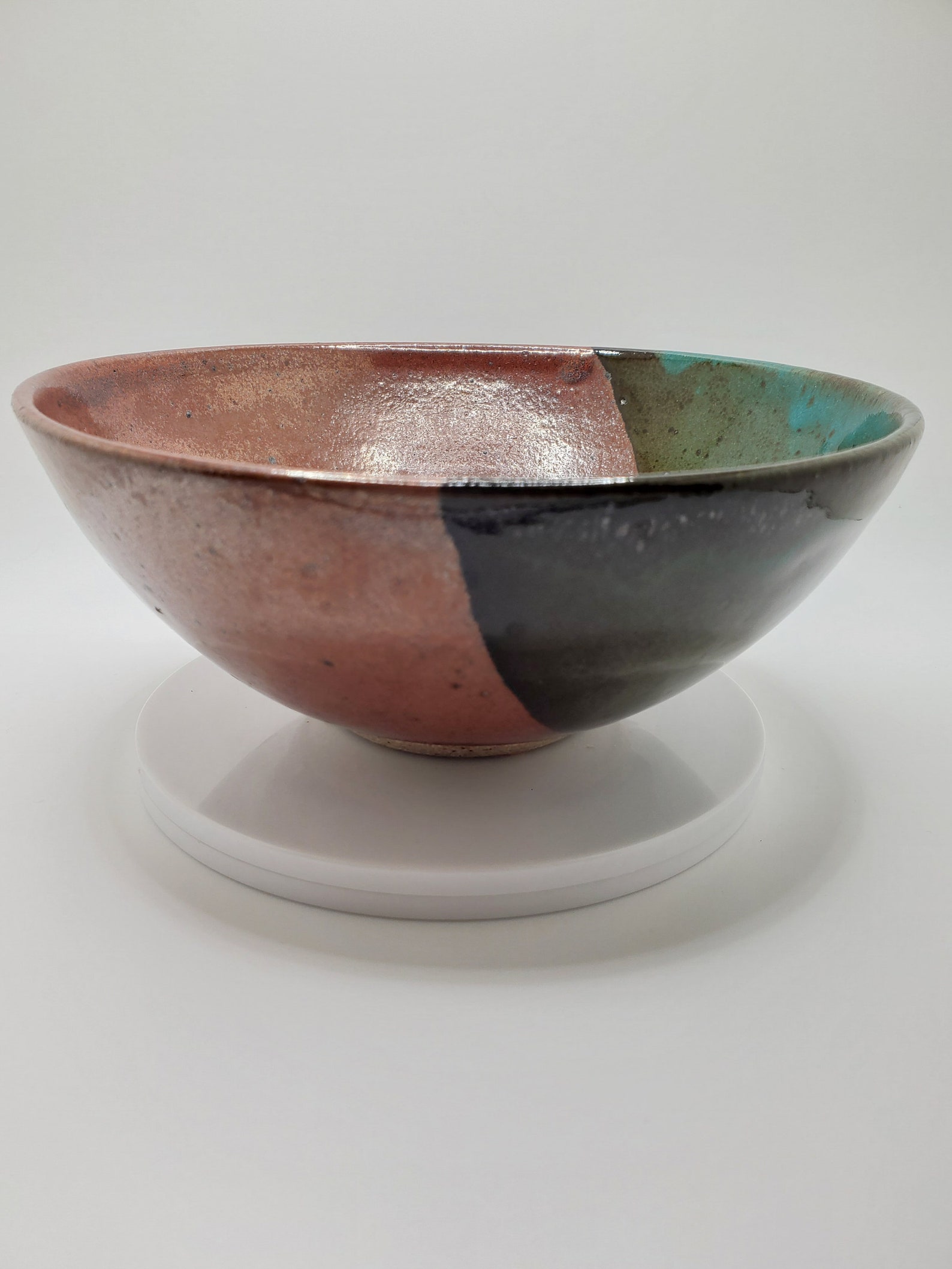 Artisan Studio Pottery Decorative Bowl Ancient Red & Verdigris Glaze - Etsy