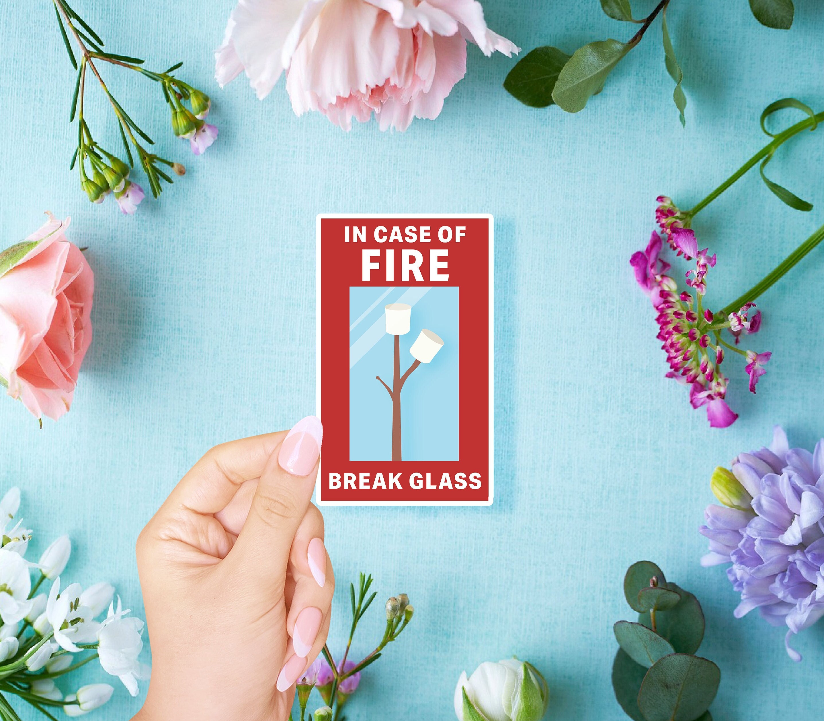 In Case of Fire Break Glass Emergency Marshmallow Vinyl Sticker - Etsy