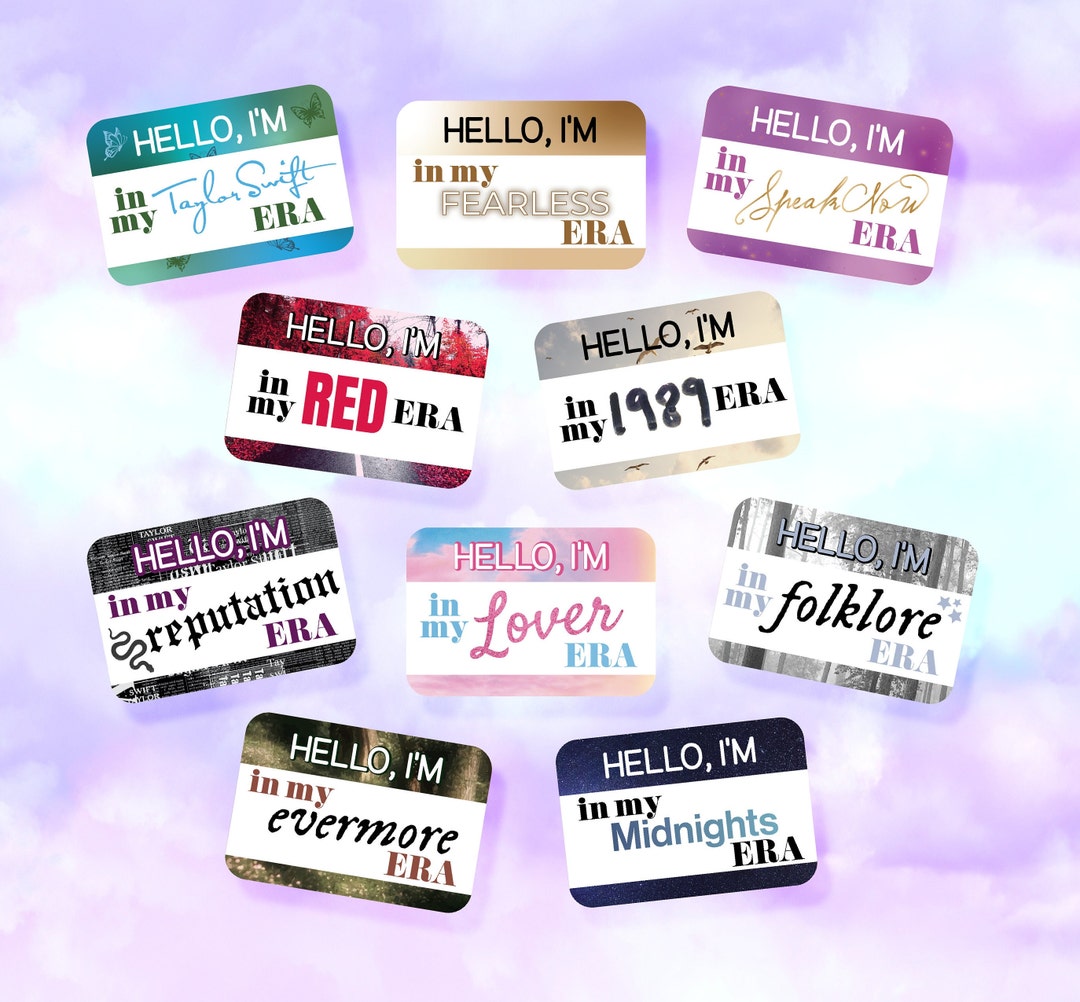 Taylor Swift Eras Tour Name Tag Vinyl Sticker, Taylor Swift Era Albums ...