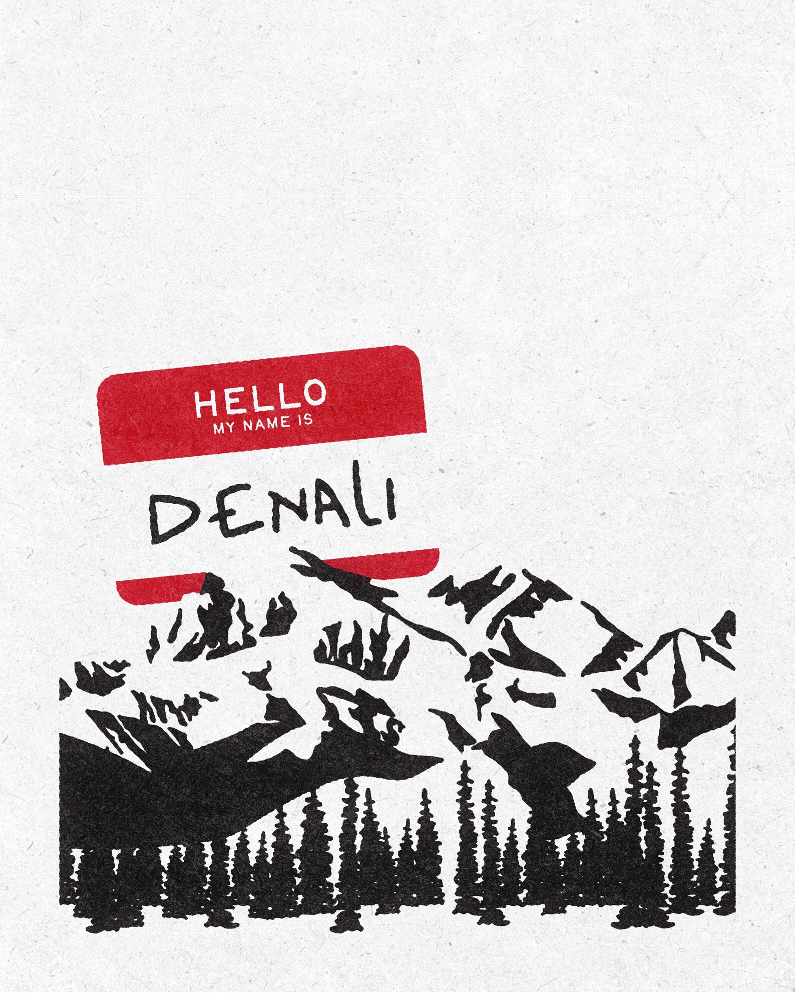 Hello, My Name is Denali // Handmade Linocut Block Print - Etsy