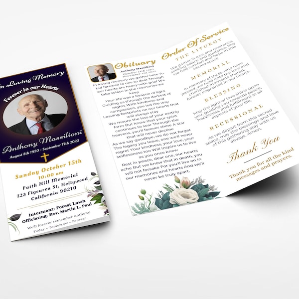 Custom Obituary Brochure - Etsy