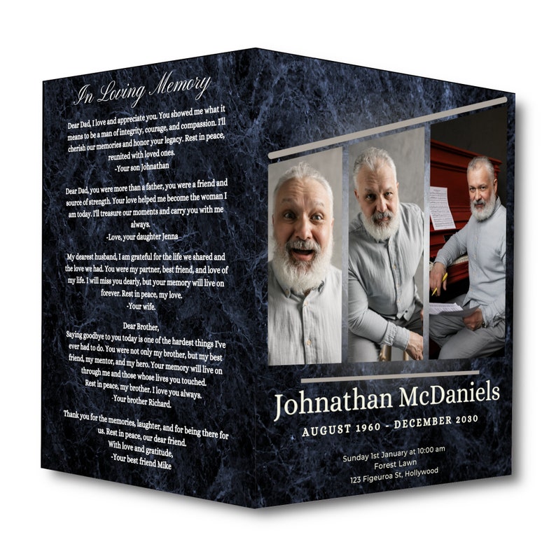 Funeral Brochure Template for Funeral Services - Bi-fold Obituary ...