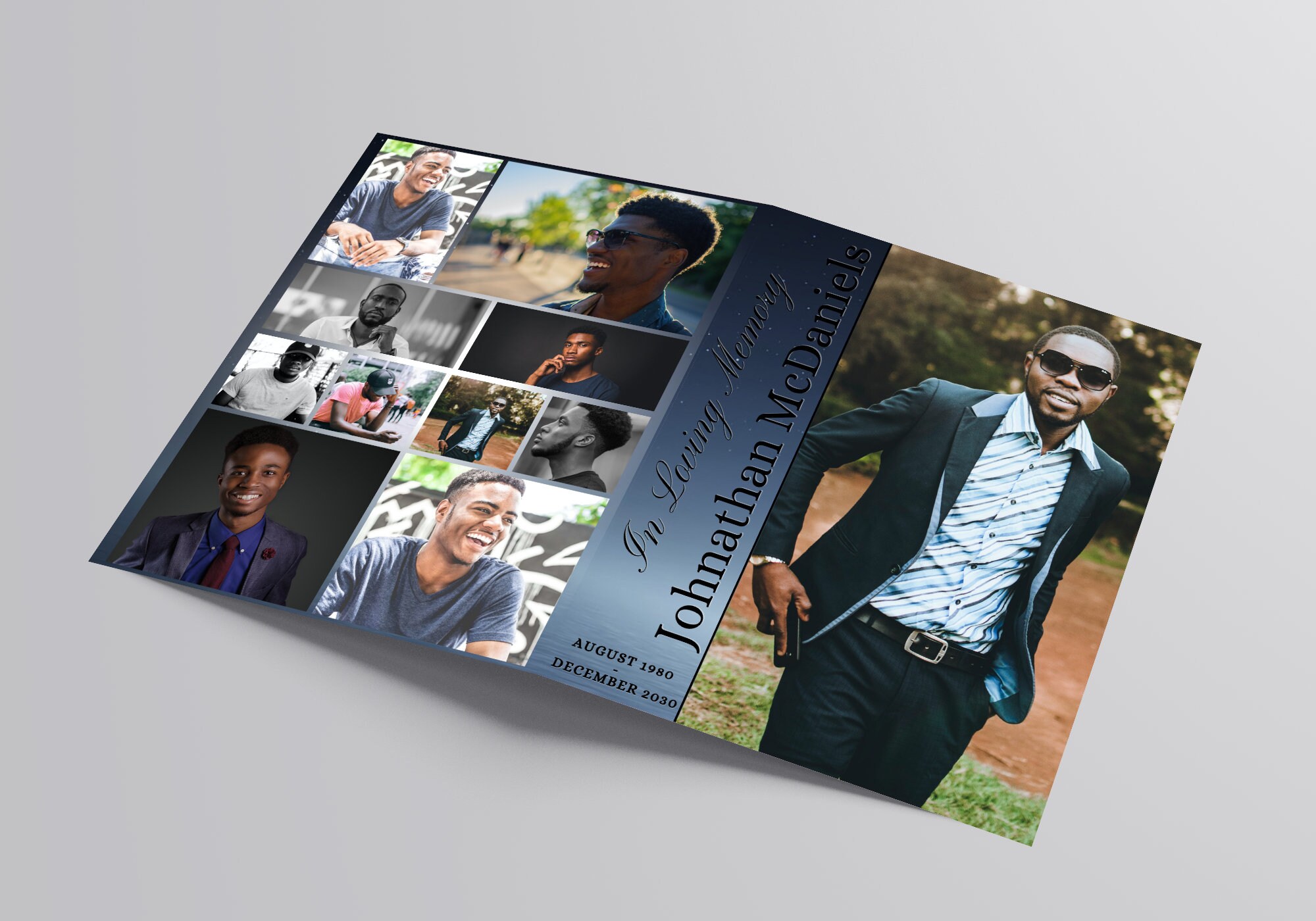 4 Page Funeral Brochure Template for Memorial Services - Obituary ...