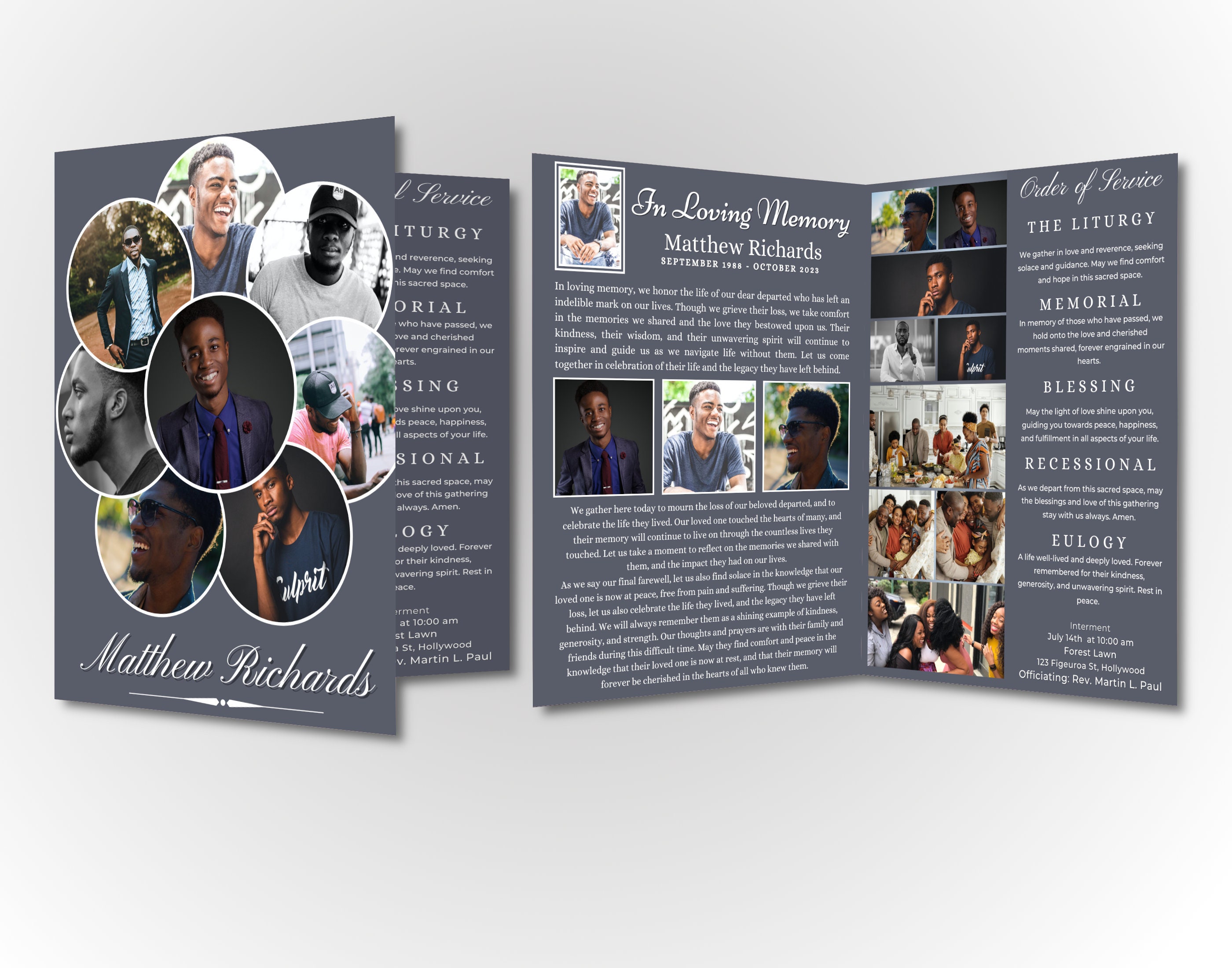 Funeral Program Brochure Template | Fully Self Customizable | Instant ...