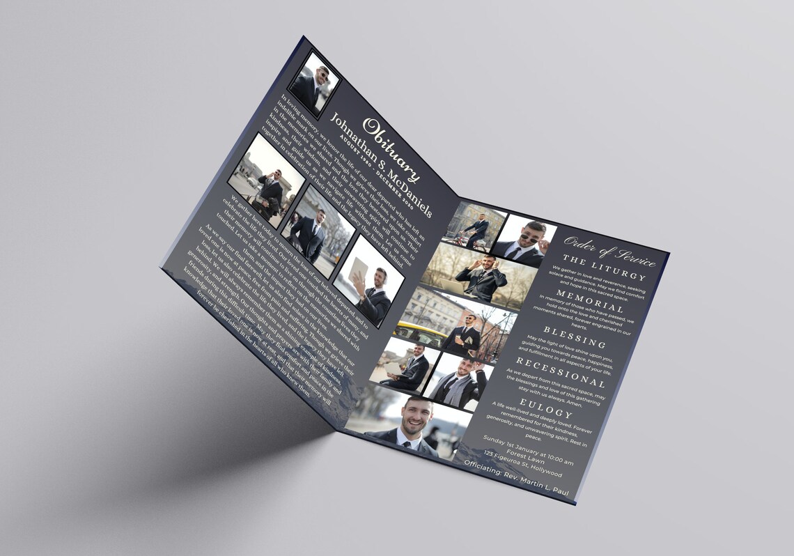 Personalized Funeral Program With Photo Collage 4 Pages Editable Canva ...