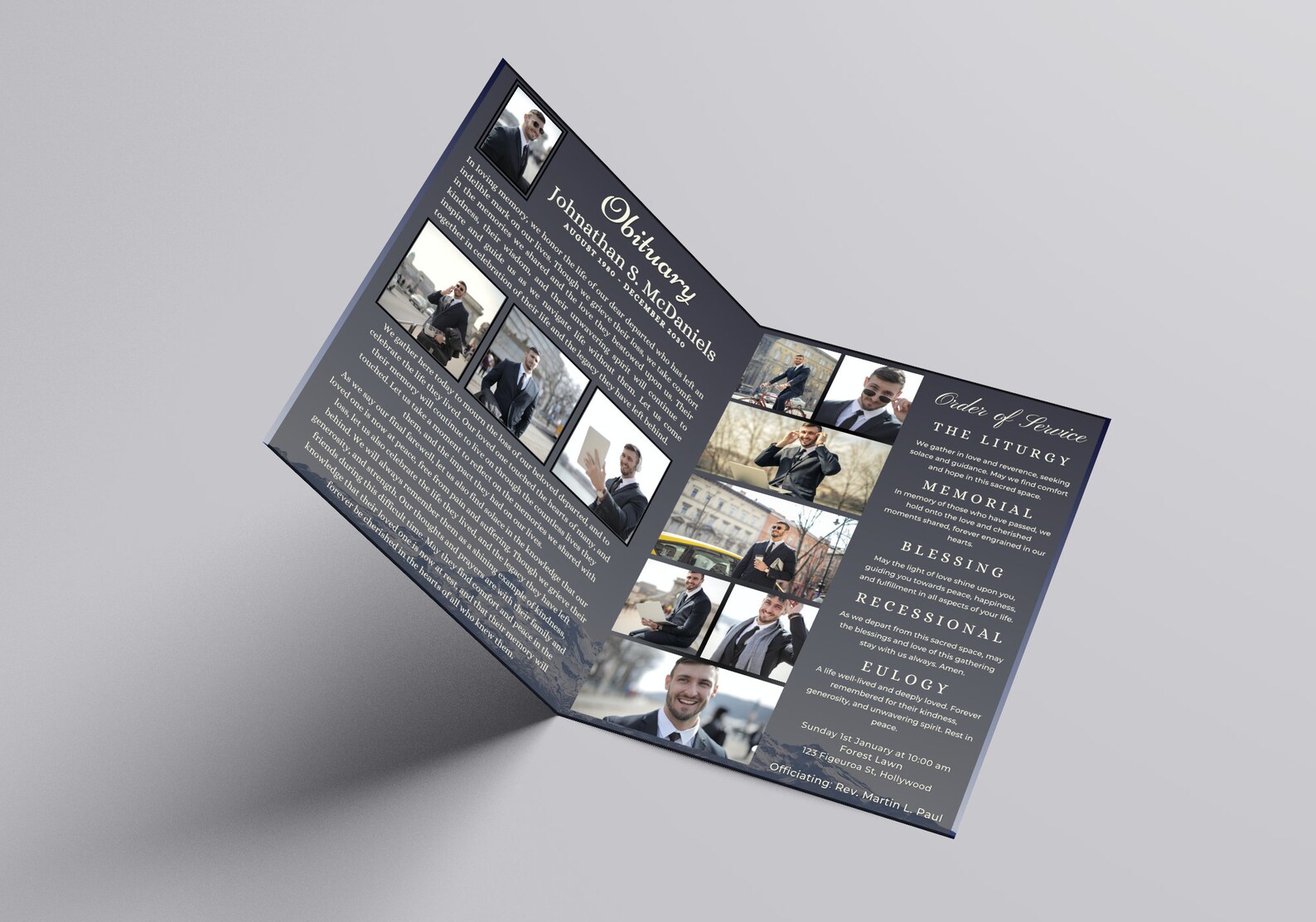 Personalized Funeral Program With Photo Collage | 4 Pages | Editable ...
