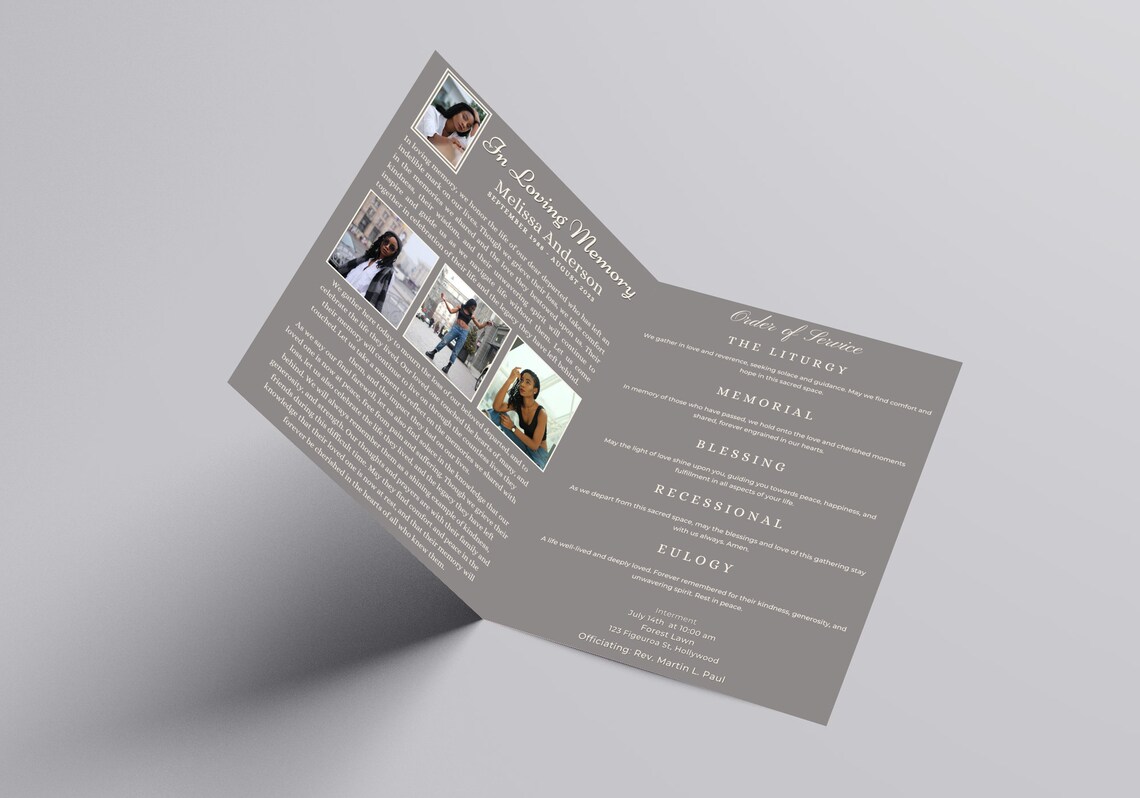 Customizable Funeral Program Template | 4 Pages | Dove Collage Cover ...