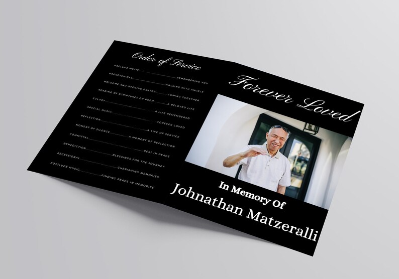 Funeral Program Brochure Template Simple 1 Image Design - Etsy