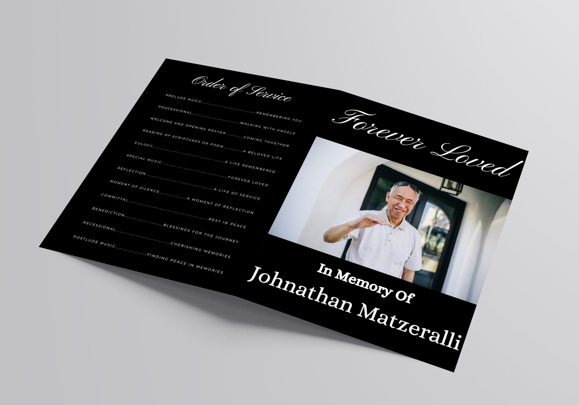 Funeral Program Brochure Template Simple 1 Image Design Self Edit in ...