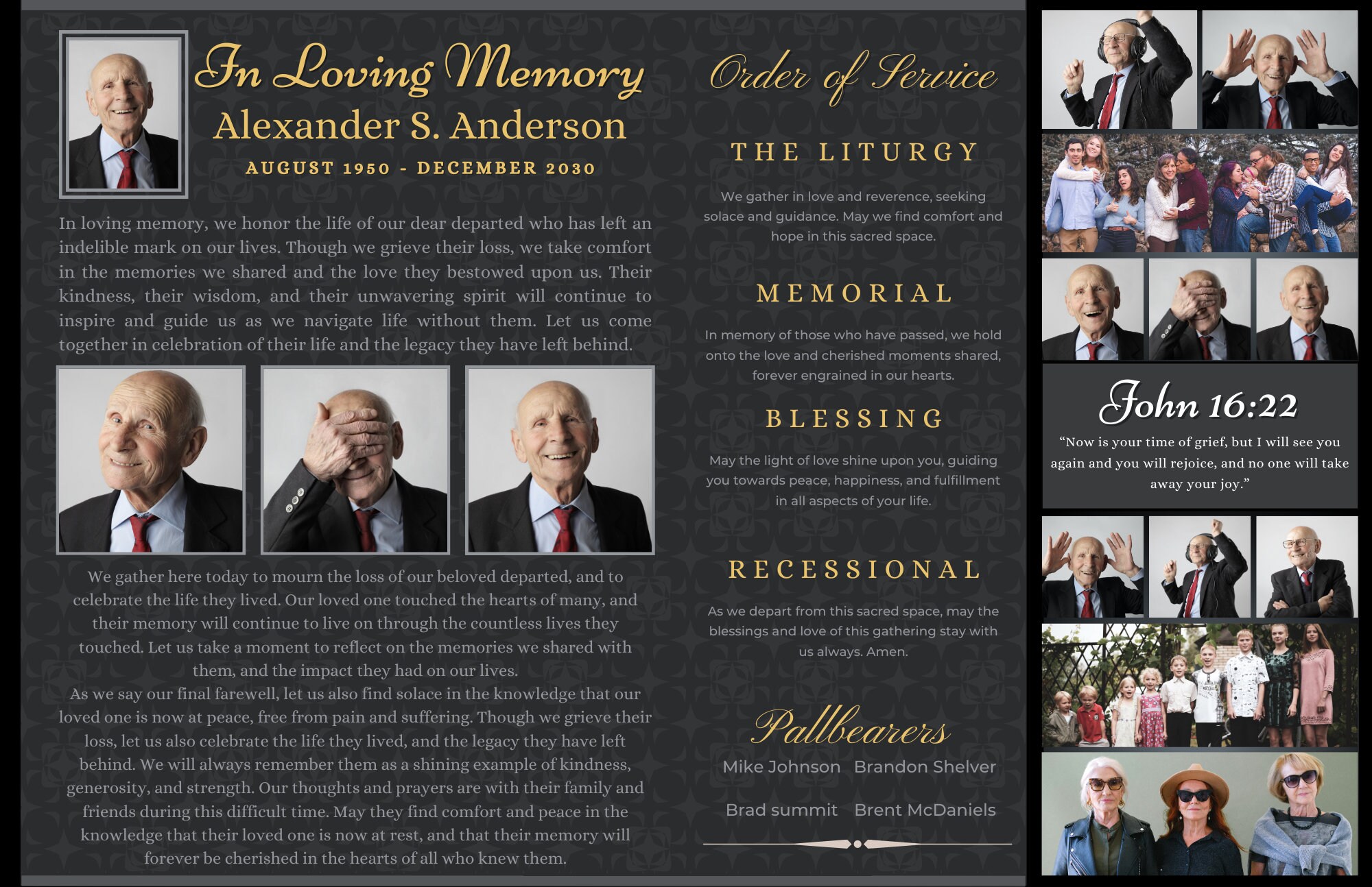 Elegant Funeral Obituary Program Brochure Template - Self Edit Design ...