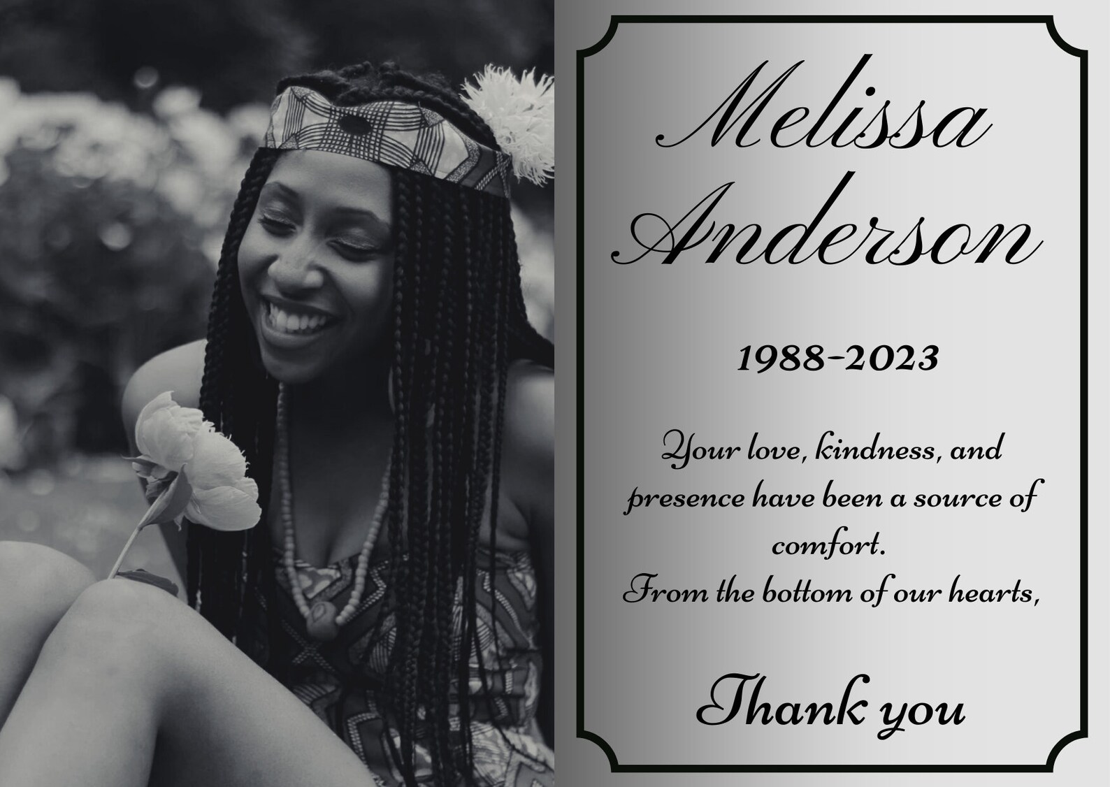 Editable Funeral Thank You Card Template for Canva | Instant Digital ...