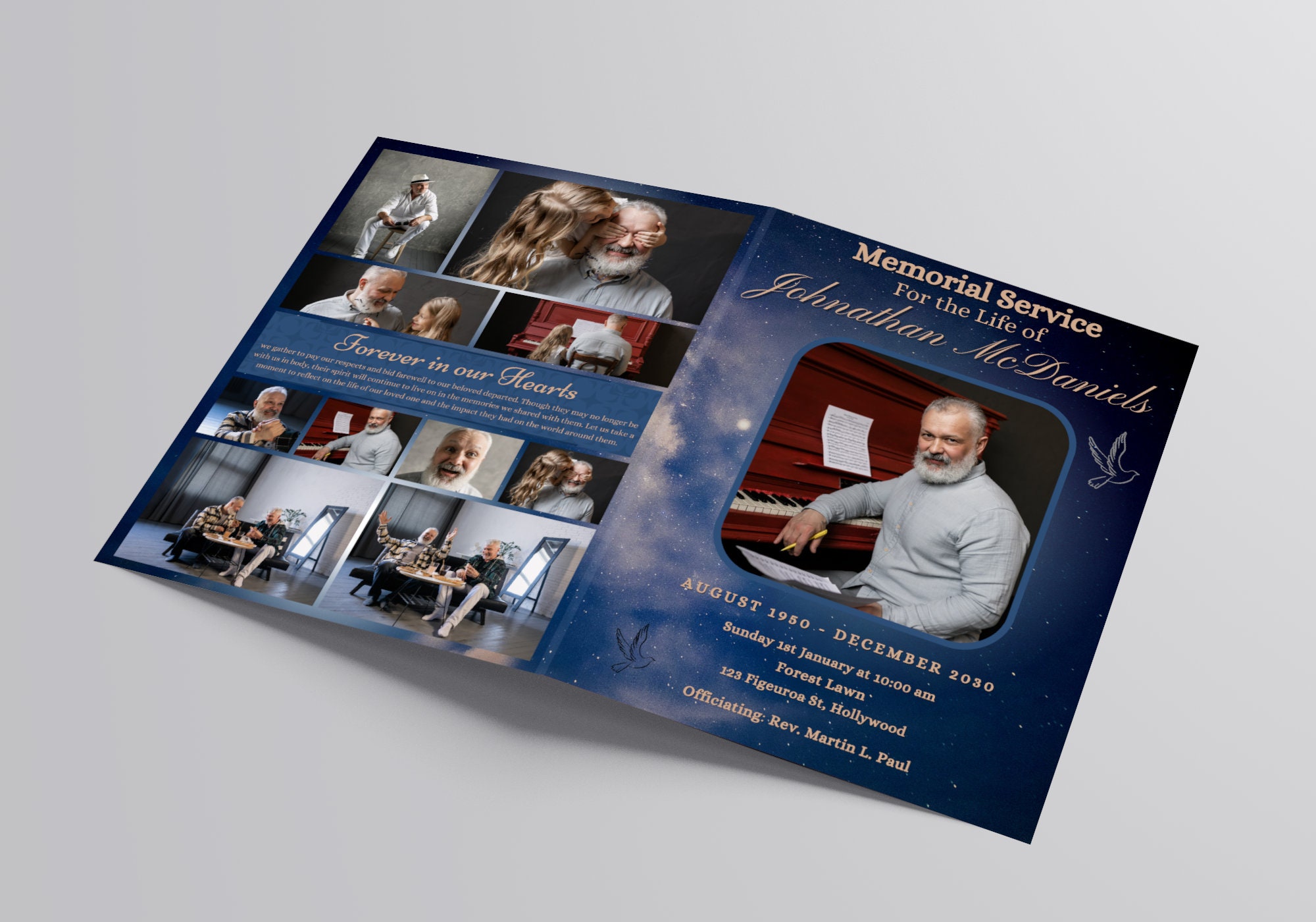 Obituary Funeral Program Template Night Sky Template Design Self ...