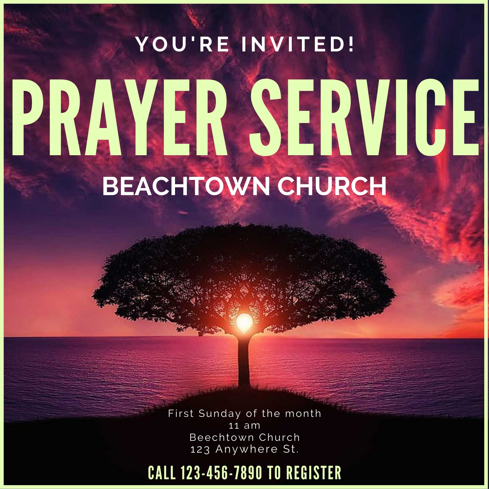 Editable Church Prayer Service Invitation Template | Beautifully ...