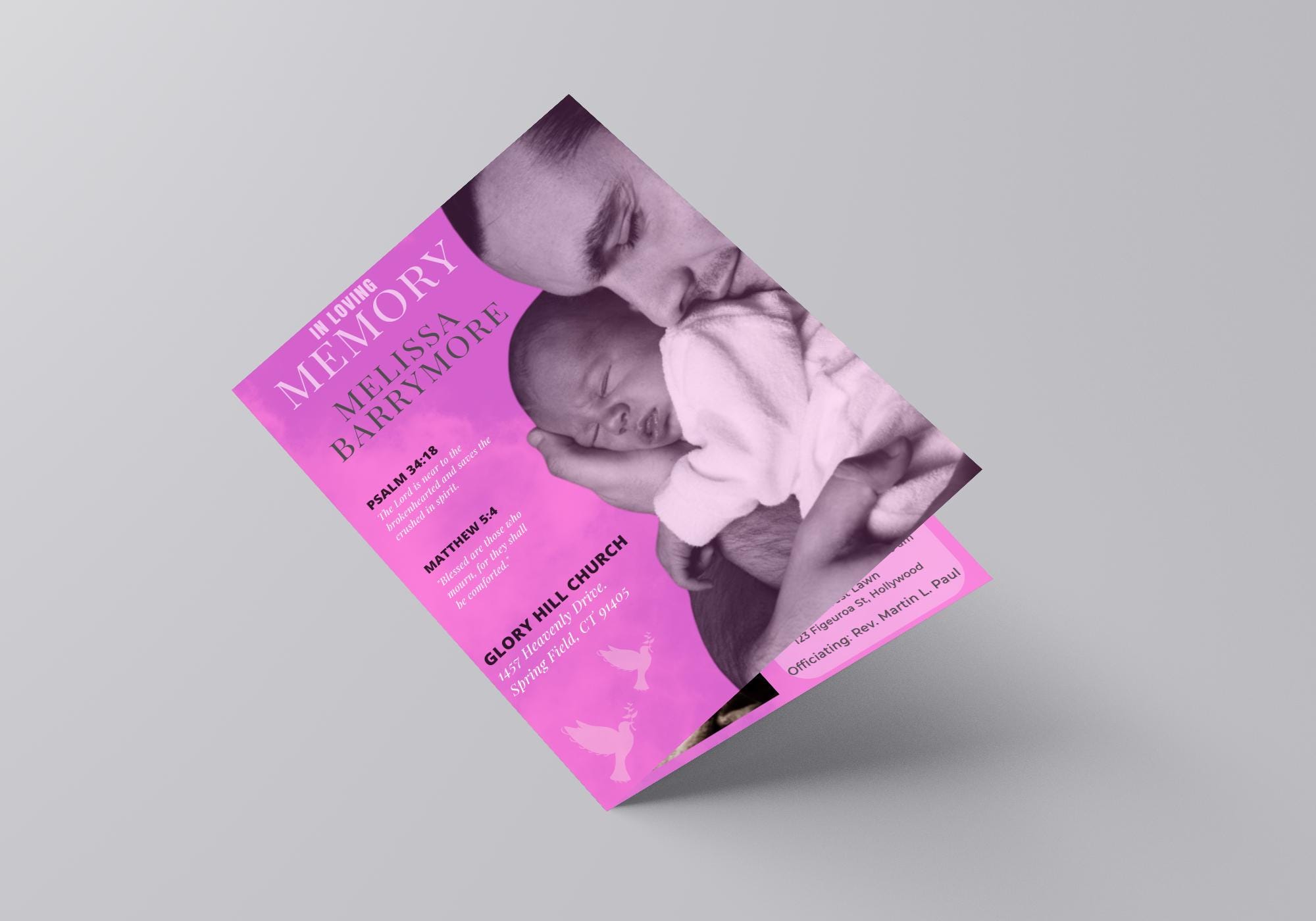 Baby Girl Funeral Program Booklet Template | Edit Using Canva Instantly ...