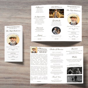 Simple Tri Fold Funeral Program Template - Instant Download, Editable ...