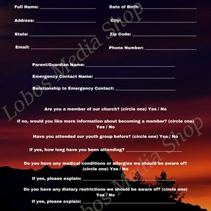Printable Youth Group Registration Form Template - Easy to Customize ...