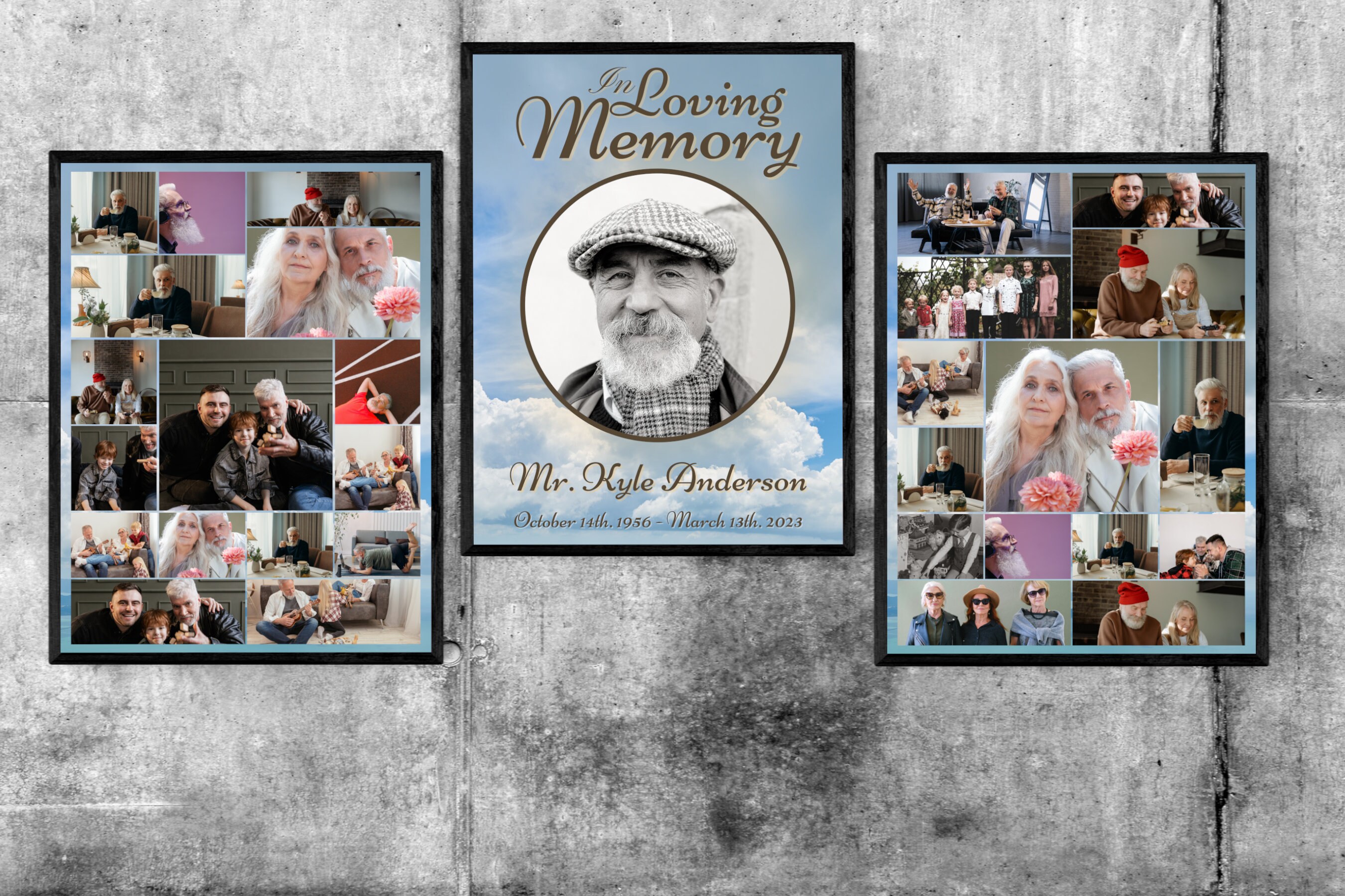 Funeral Picture Collage Poster Template 3 Pages Self Editable in Canva ...