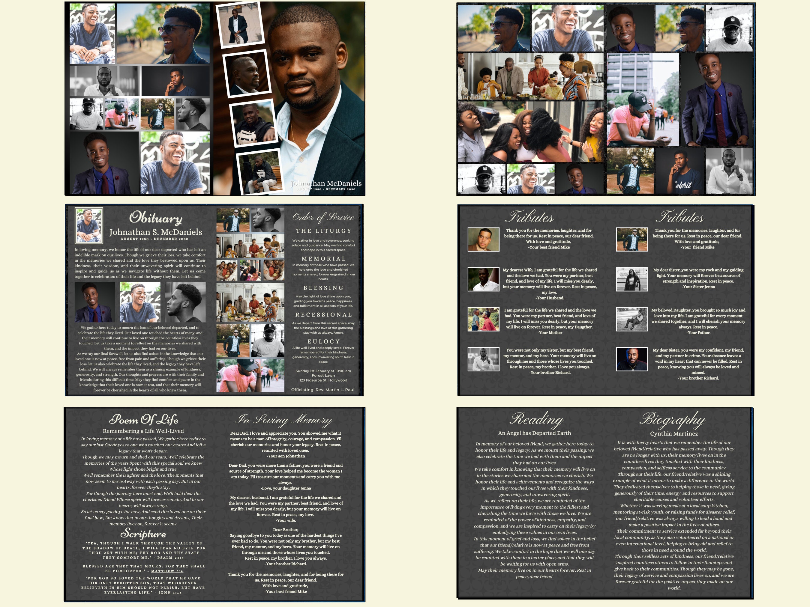 12 Page Funeral Program Booklet Template | Tributes, Order of Service ...