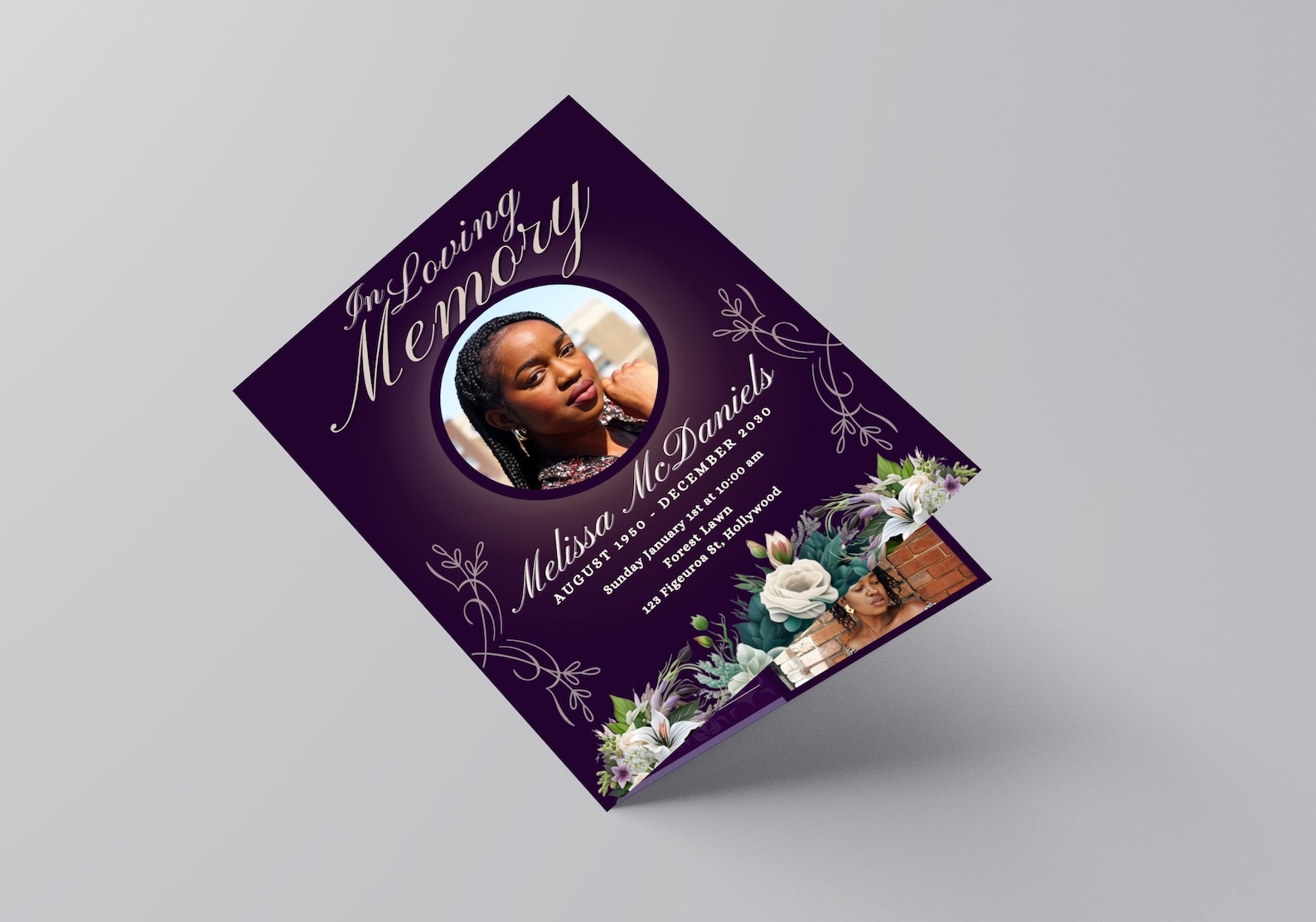 Funeral Obituary Program Brochure - Folds in Half - Self Editable in ...