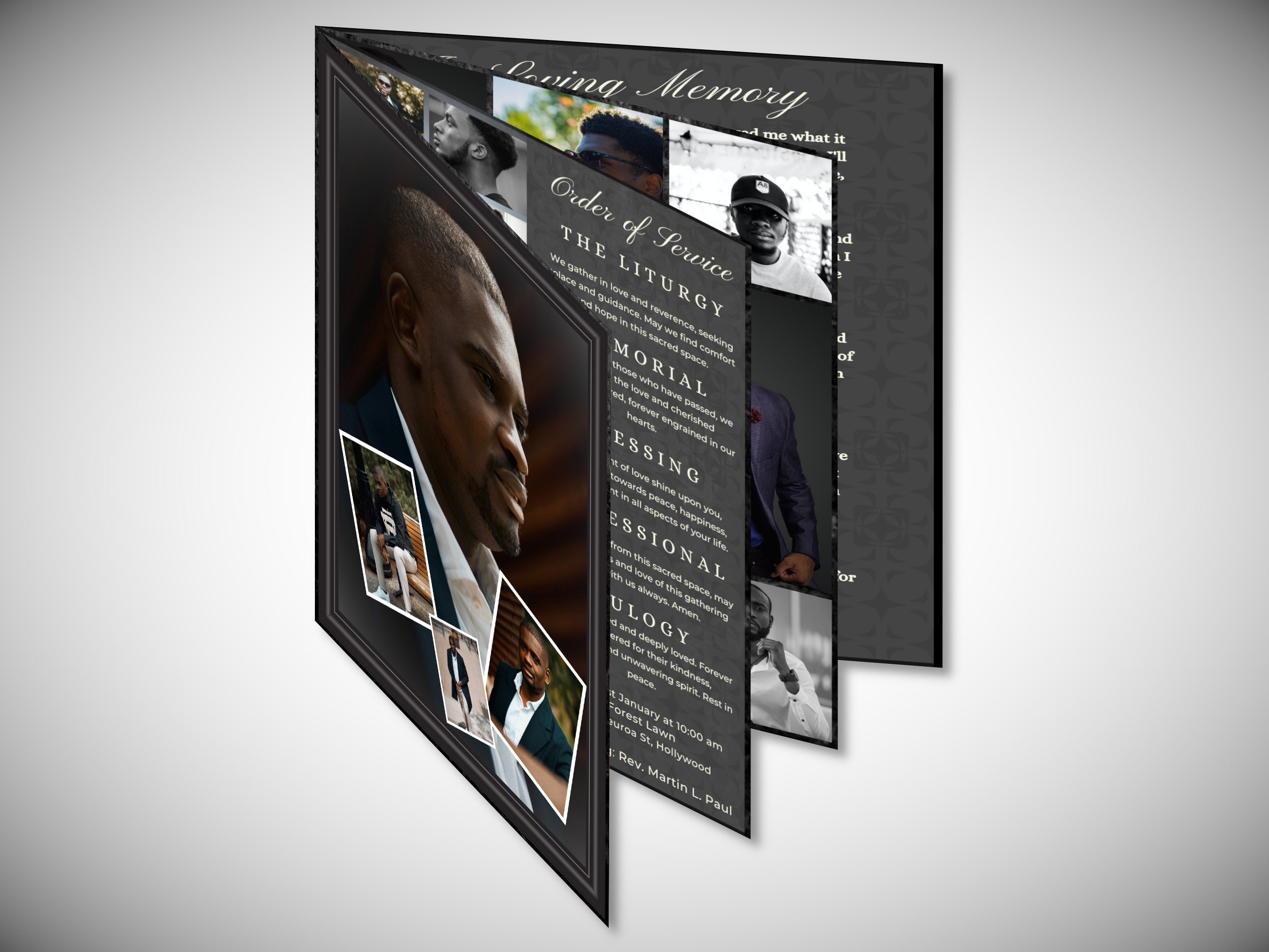 8 Page Funeral Program Template Brochure | Beautiful Obituary Design ...