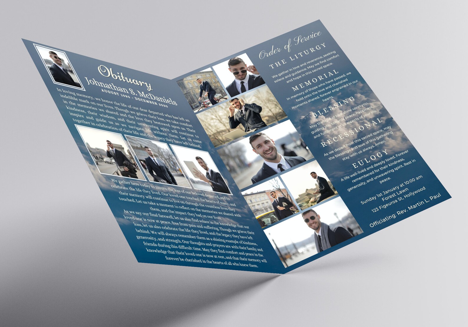 Customizable Funeral Program Template | 4-page Brochure | Editable ...