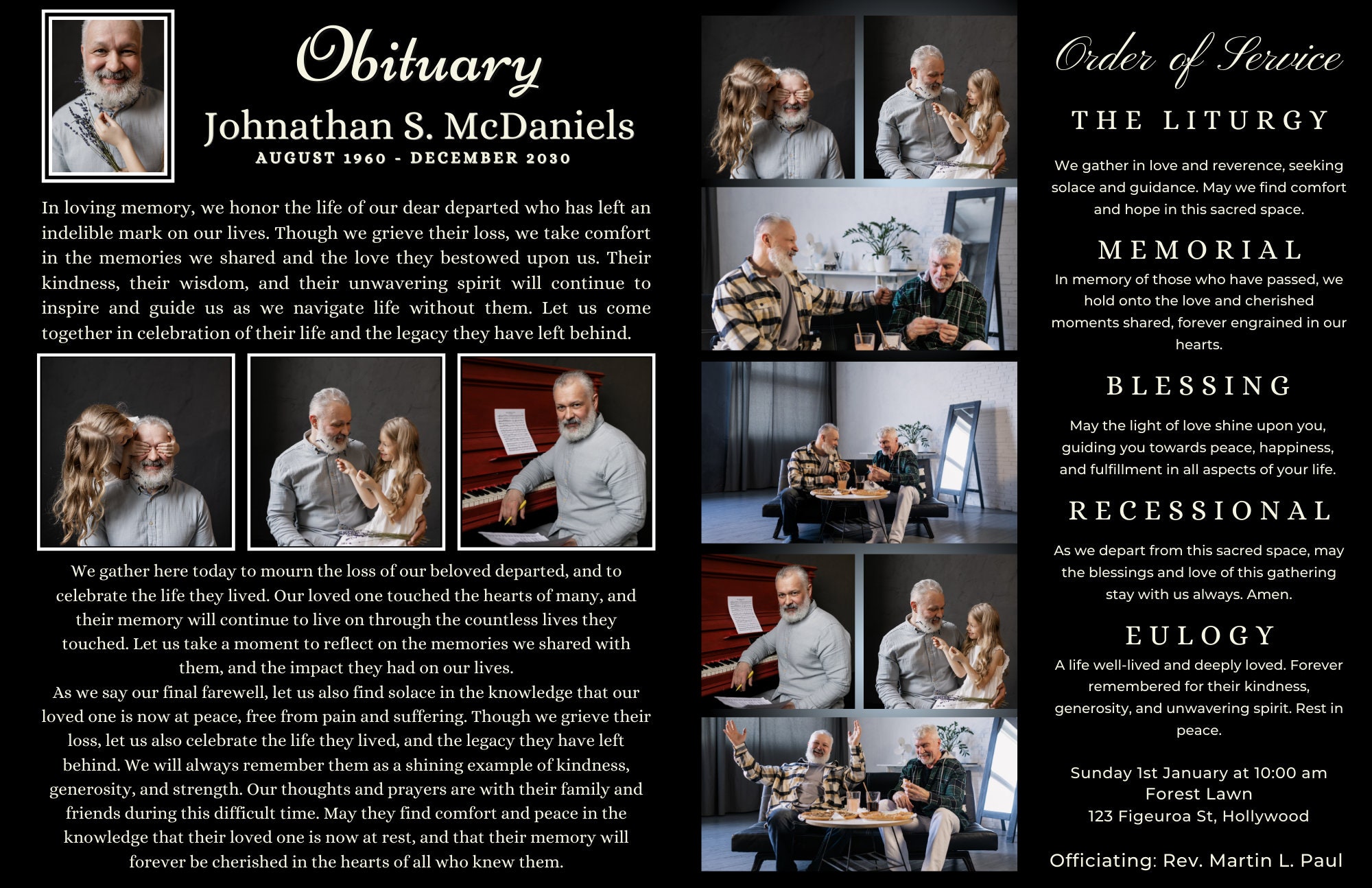 Editable Funeral Program Brochure Template | 4 Pages | Canva Compatible ...