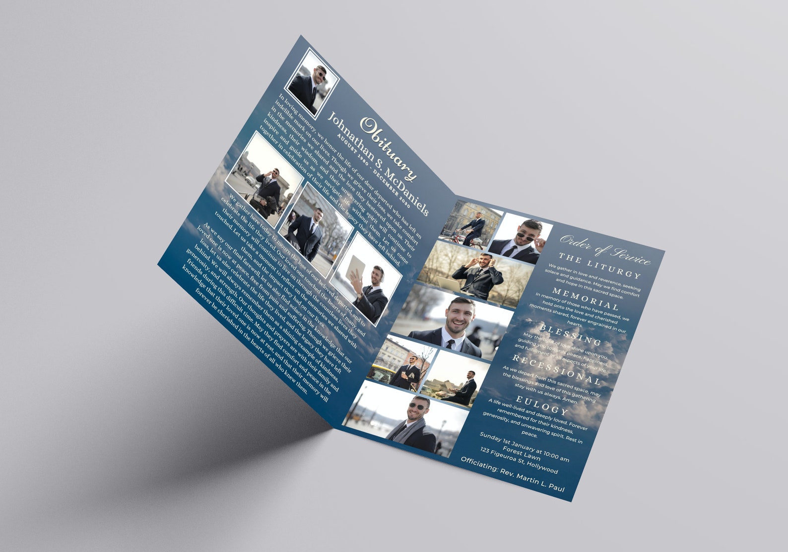Customizable Funeral Program Template | 4-page Brochure | Editable ...