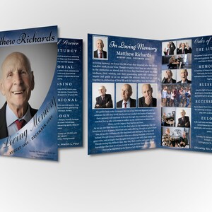 Funeral Program Bi-fold Brochure - Keepsake Obituary Template Design ...