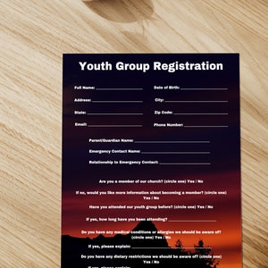 Printable Youth Group Registration Form Template - Easy to Customize ...