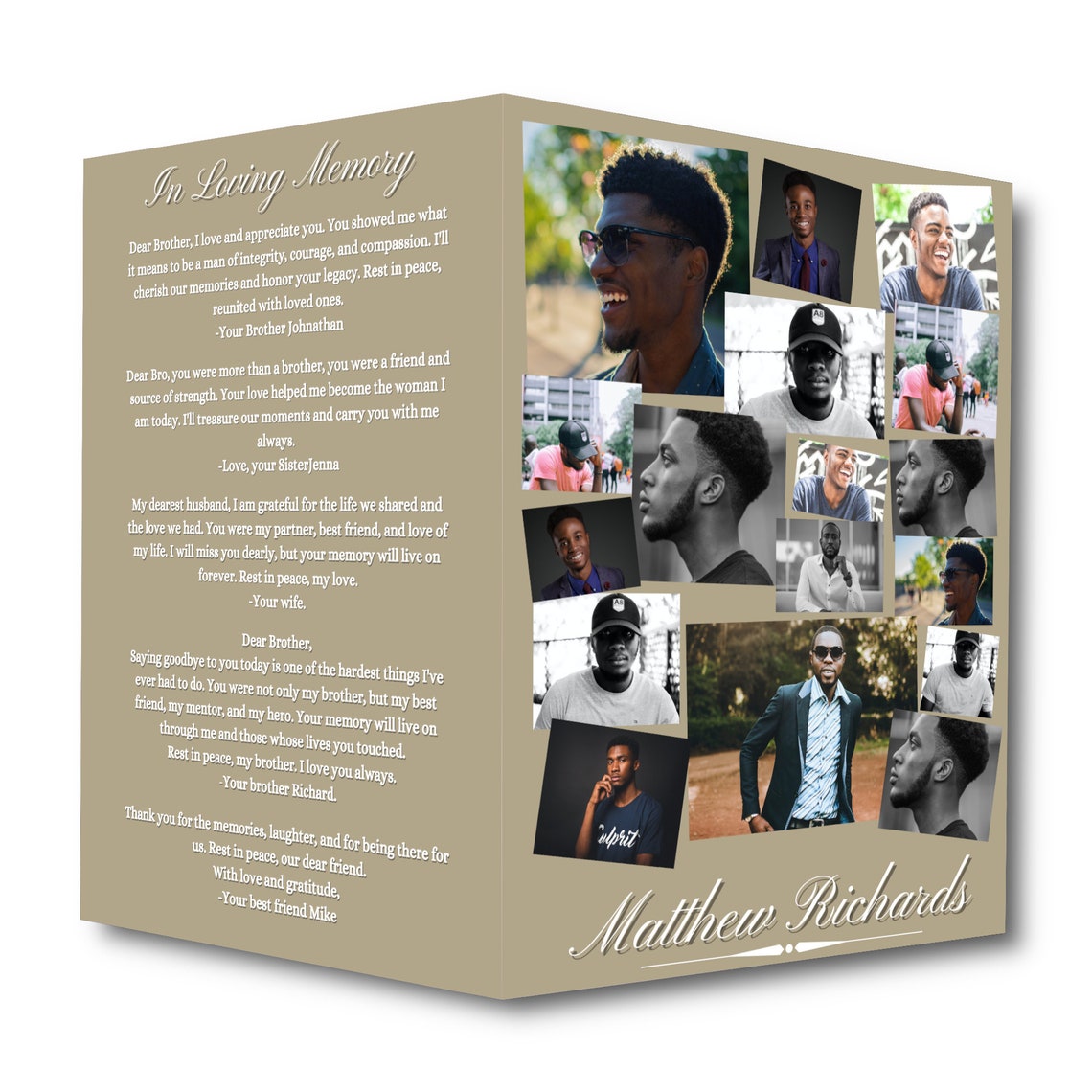 Funeral Program Template | 4 Page Booklet Brochure | Self Edit With ...