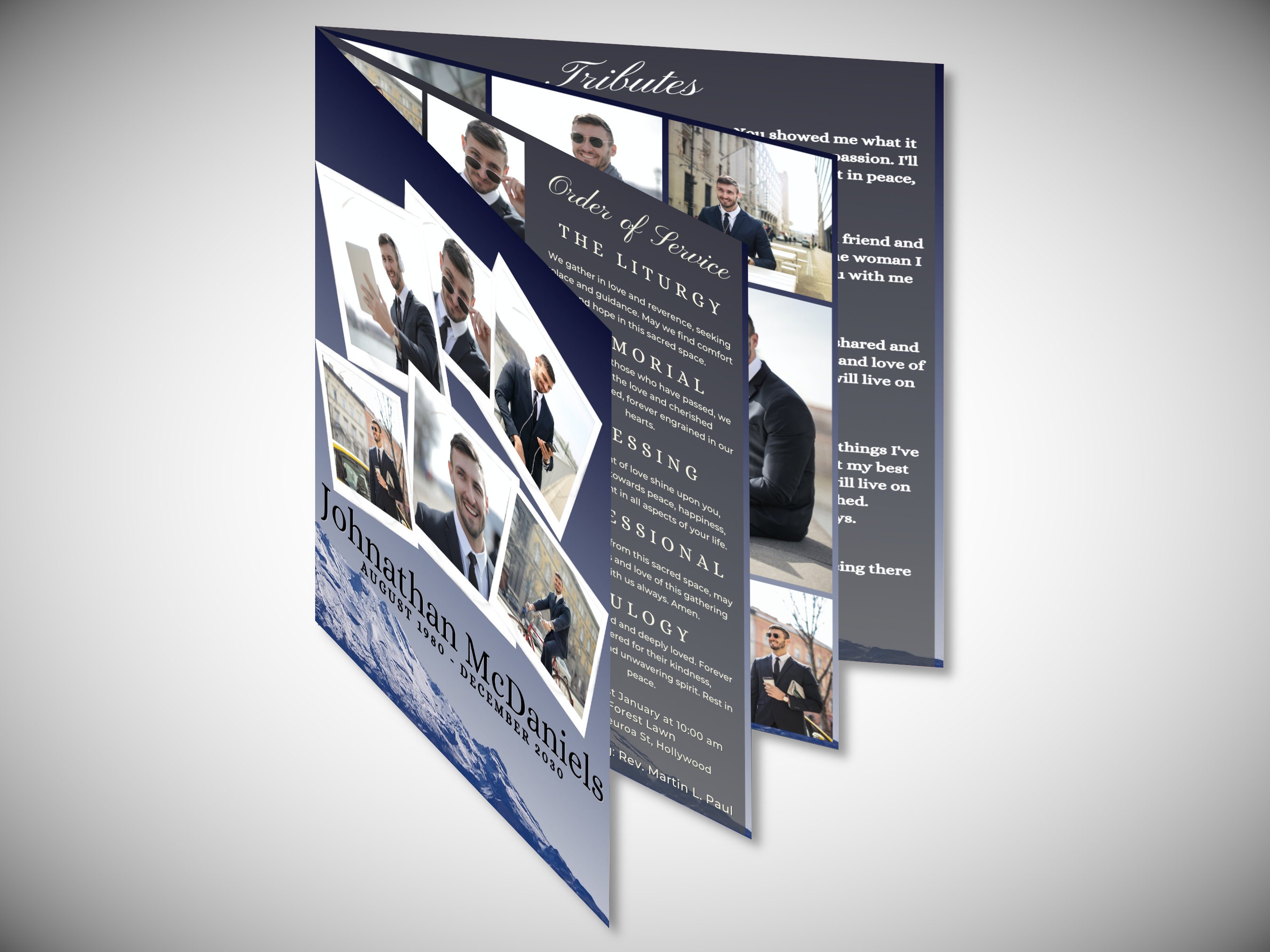 Beautiful 8-page Funeral Program Brochure | Customizable Canva Template ...