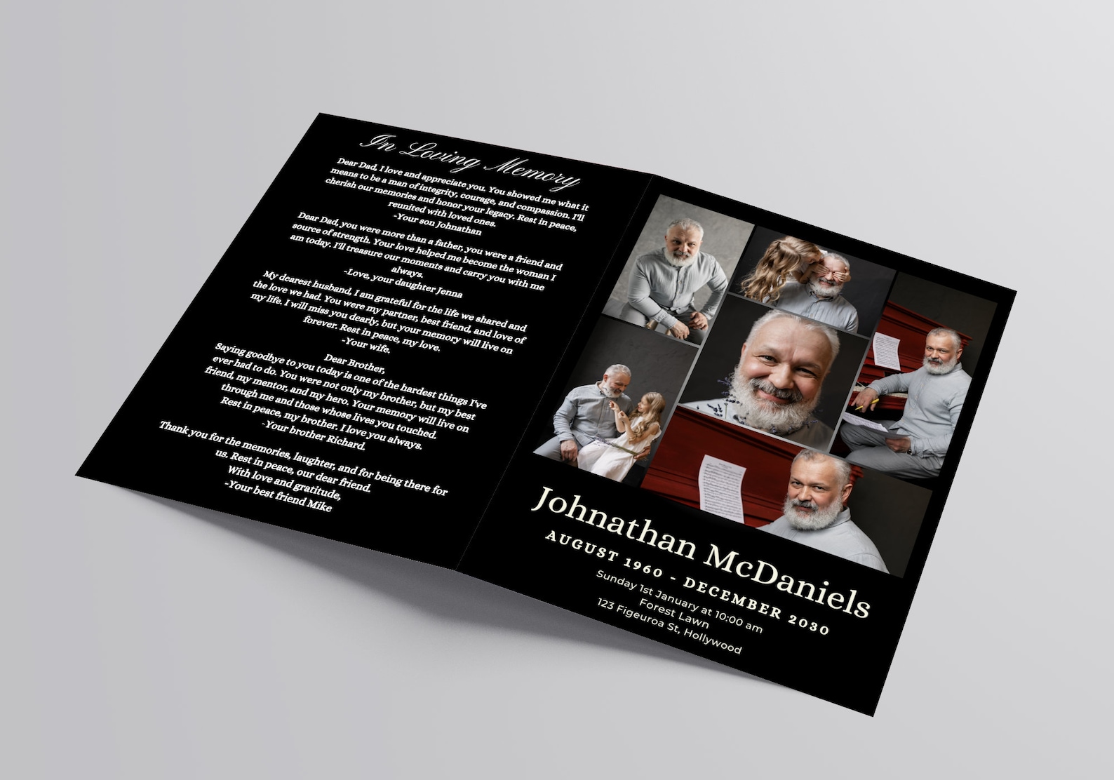 Editable Funeral Program Brochure Template | 4 Pages | Canva Compatible ...