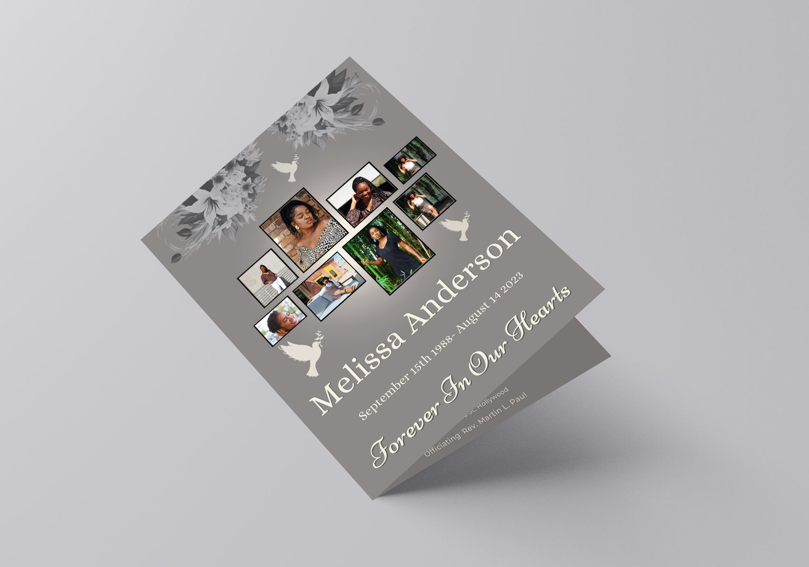 Customizable Funeral Program Template | 4 Pages | Dove Collage Cover ...