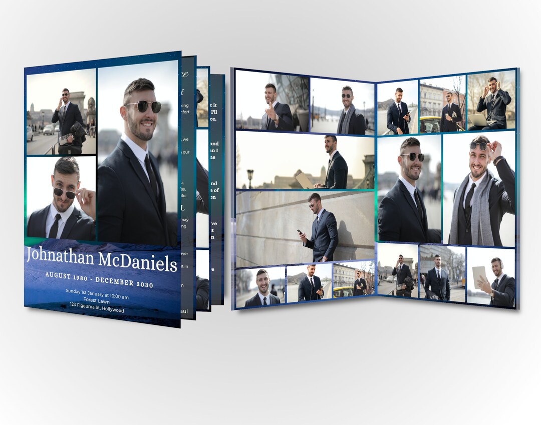 Printable Memorial Brochure | 8-page Funeral Program Template ...