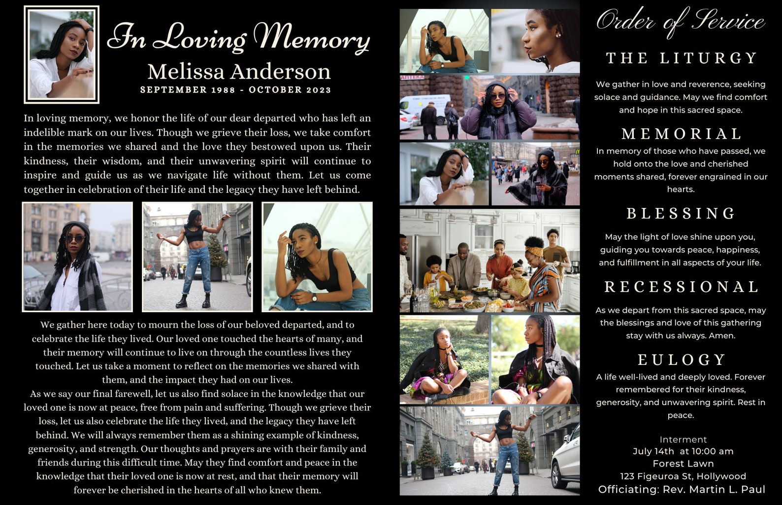 Funeral Program Template Brochure Self Edit Using Canva - Etsy