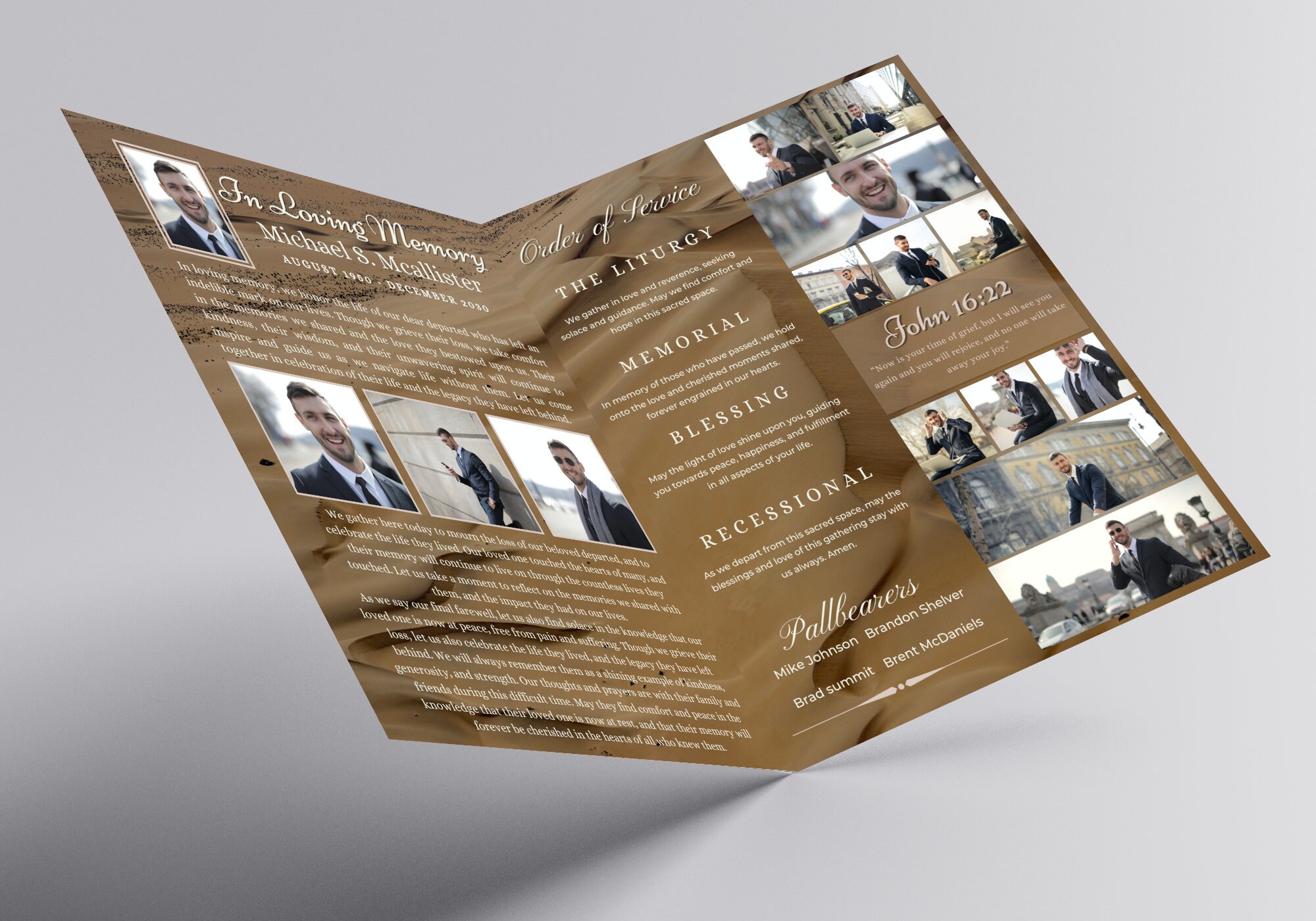 Personalized Funeral Program Template | Editable | Canva Compatible ...