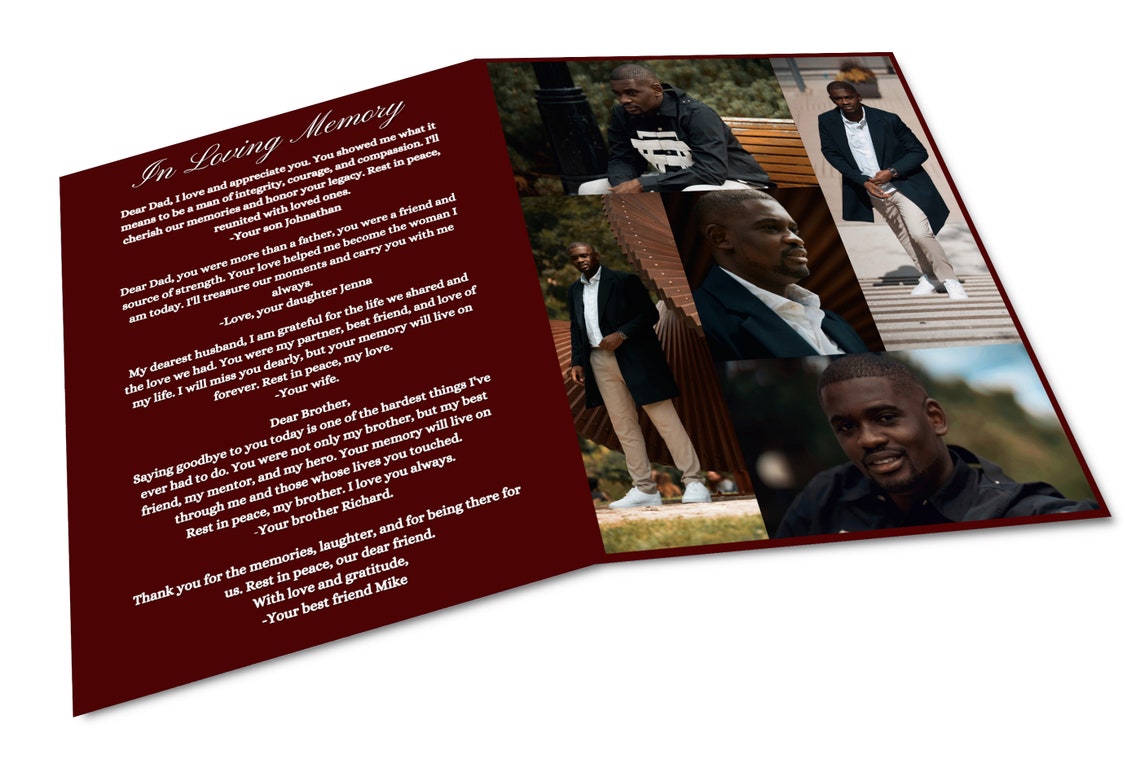 Editable Funeral Program Template 4 Pages Full Page Photo Collage ...