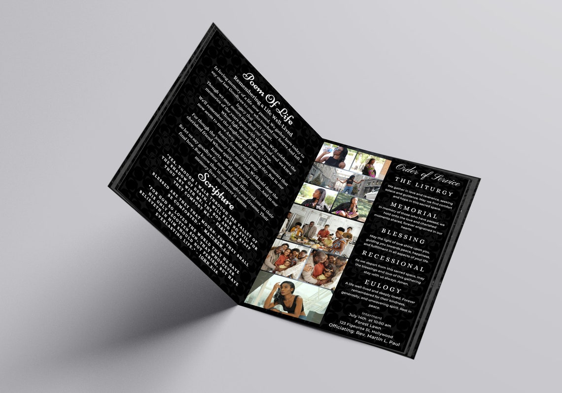 12 Page Funeral Program Booklet Template | Photo Collage Tributes and ...